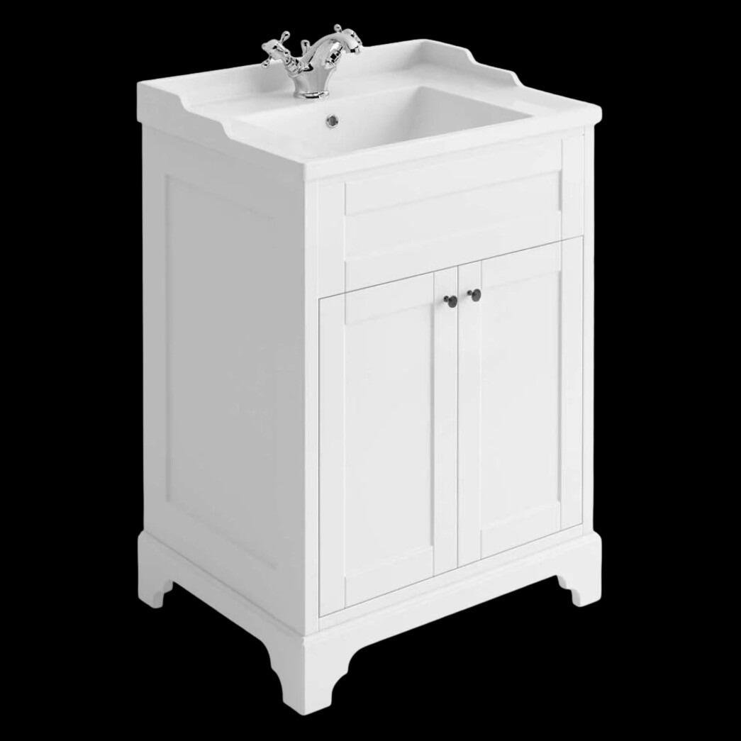 Avebury 600mm Matt White Traditional 2 Door Floor Standing Vanity Unit ...