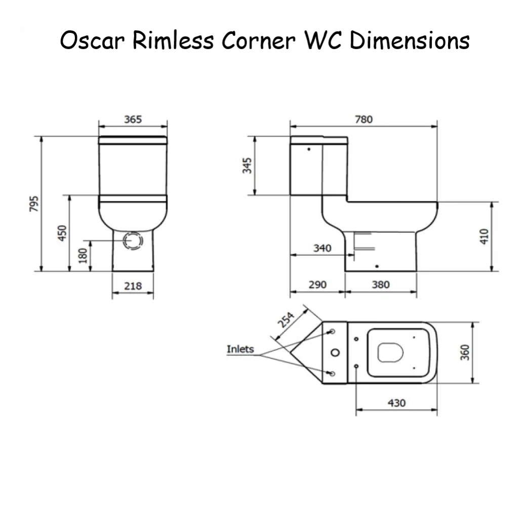Kartell Options 600 Rimless Dual Flush Corner Toilet with Easy Clean ...