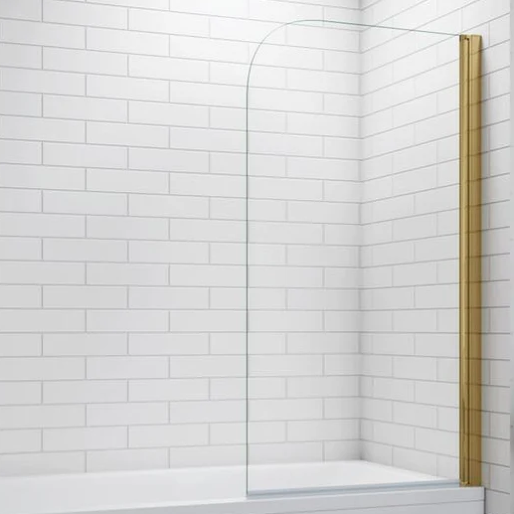 Aquatec brushed Gold 6mm Radius Edge Single Bath Shower Screen