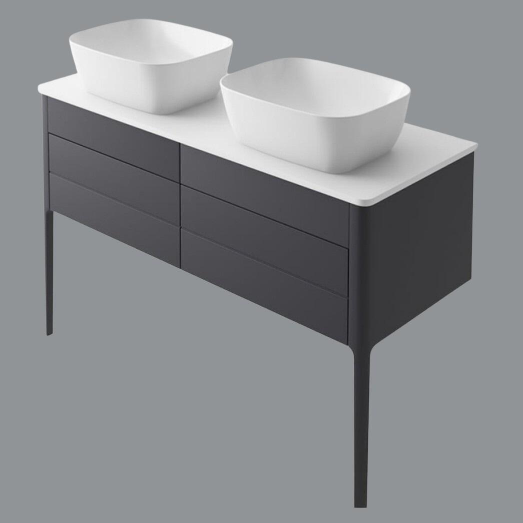 Sarah 1200 Slate Grey Vanity Unit with white composite Solid Surface ...