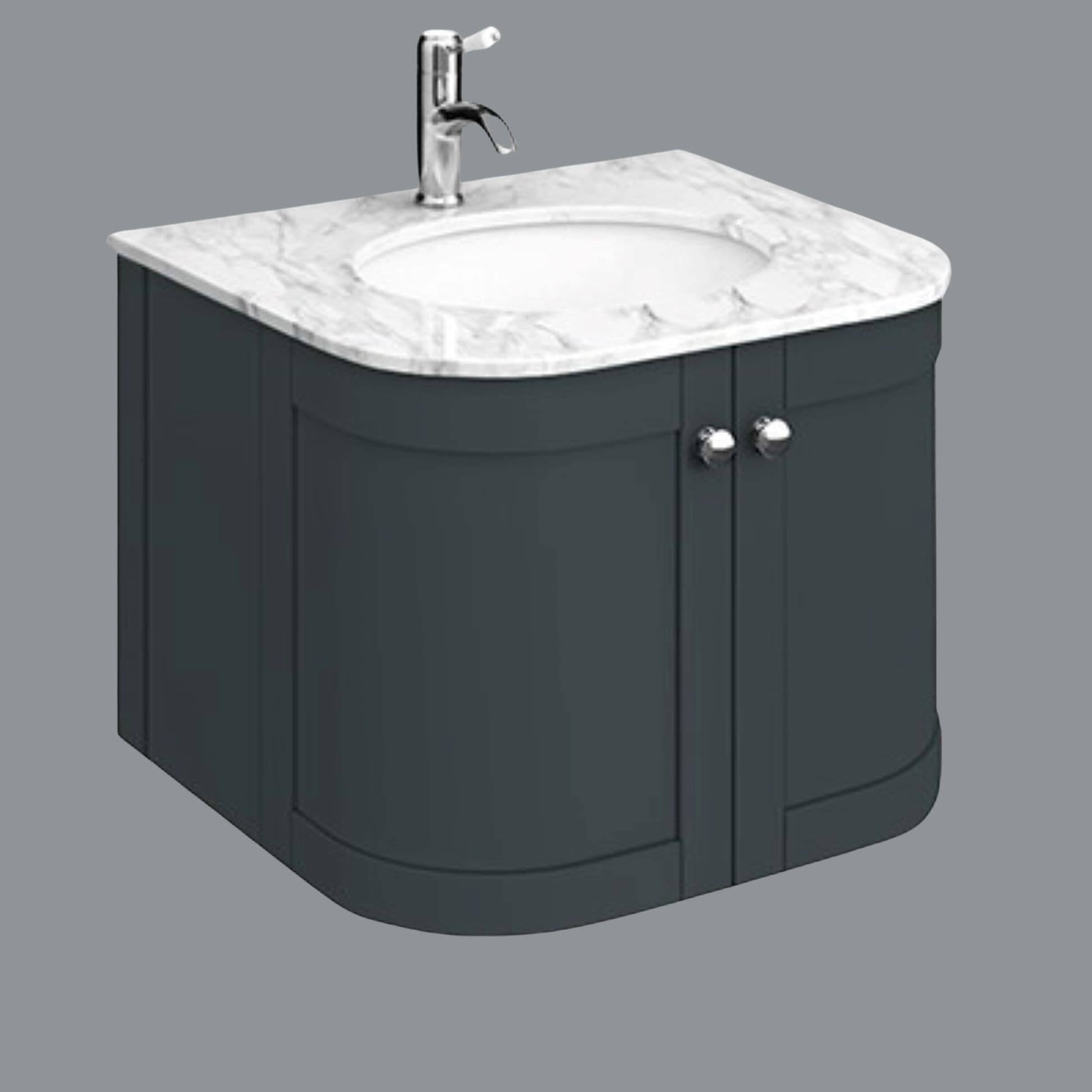 Churchill 600mm Curved Anthracite Wall Hung Vanity Unit with Marble Worktop
