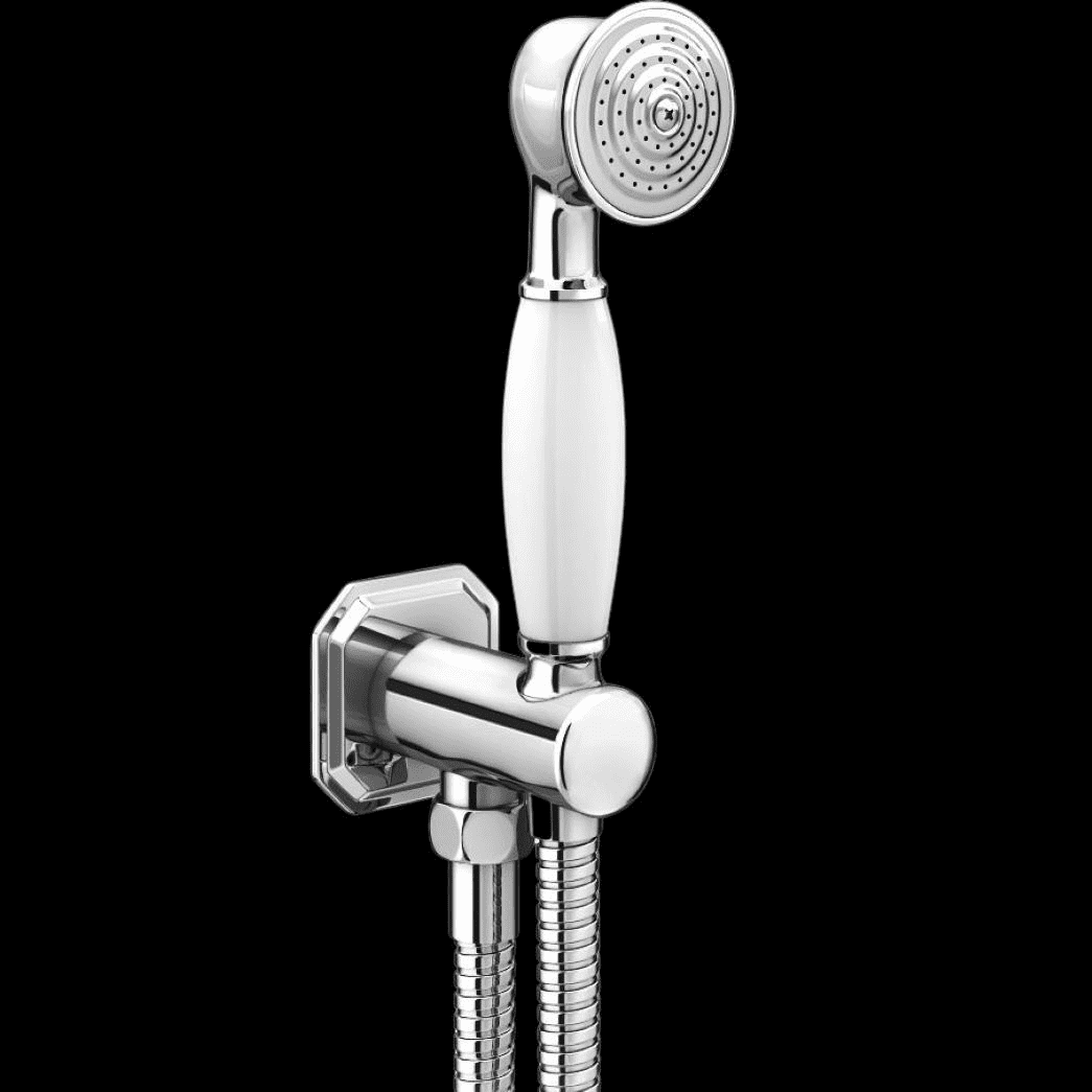 Aquatec Traditional Chrome & White Hand Shower Set