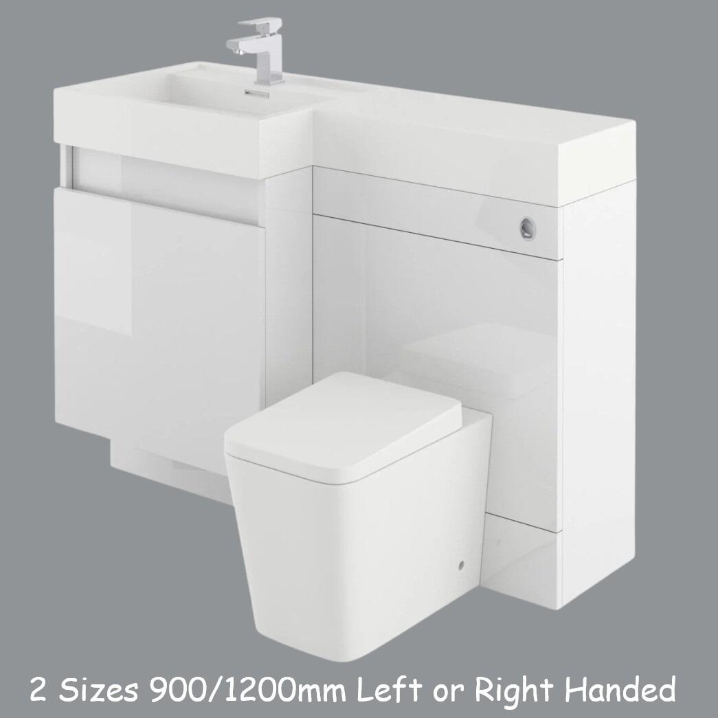 Style Gloss White 2 Drawer L Shaped Vanity & WC Unit with Polymarble ...