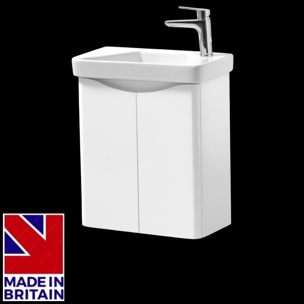 Alto 500mm White Gloss Wall Hung 2 Door Cloakroom Vanity Unit with ...