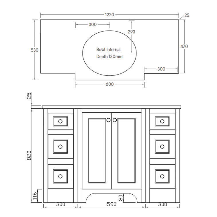 Talbot 1200mm Matt White Traditional Vanity Unit with Minerva Solid ...