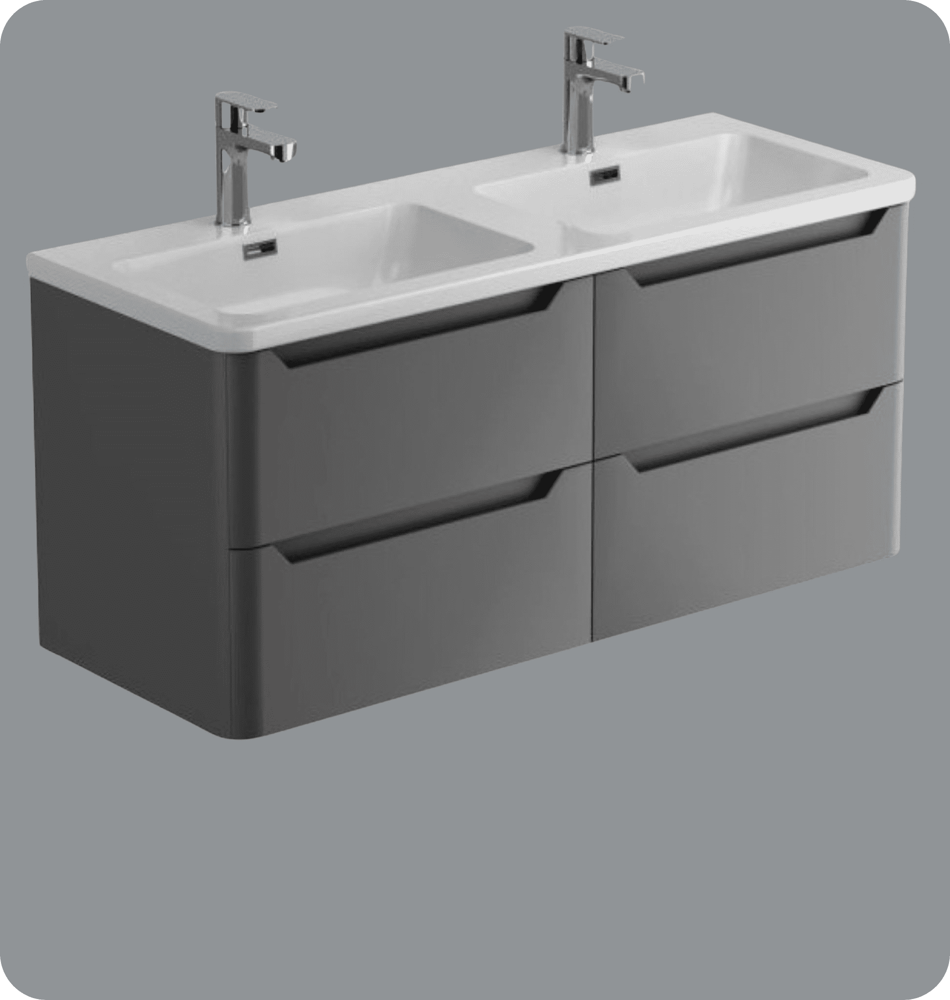 Elite / Ellis Matt Charcoal 1200mm Wall Hung Vanity Unit with Dual Basins