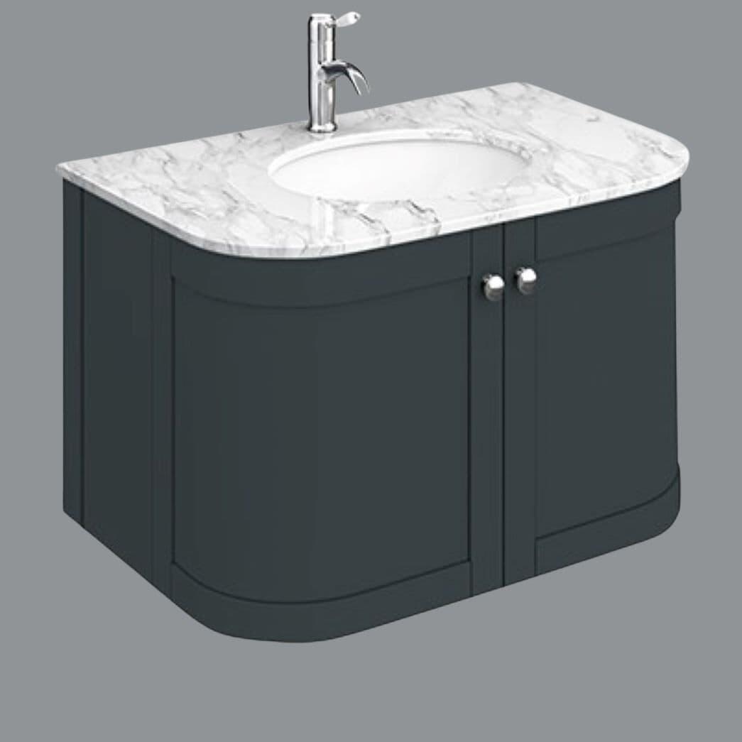 Churchill Curved 800mm Anthracite Wall Hung Vanity Unit with Marble Worktop