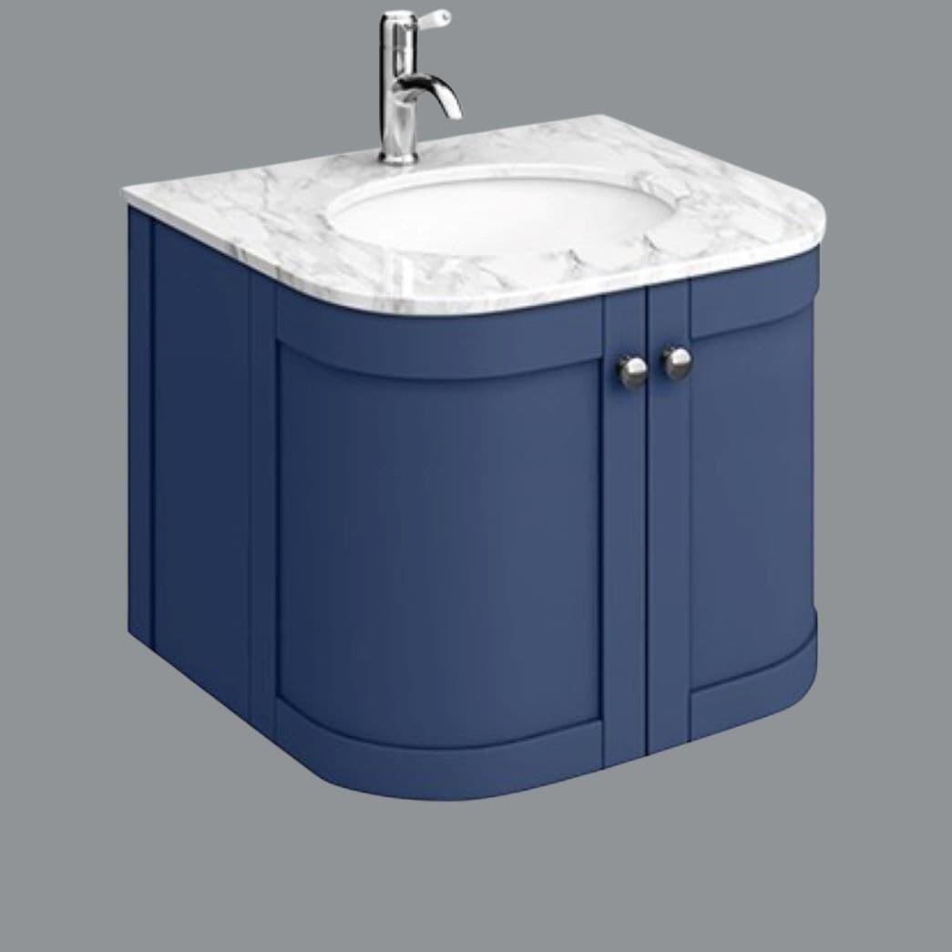 Churchill Curved 600mm Cobalt Blue Wall Hung Vanity Unit with Marble ...