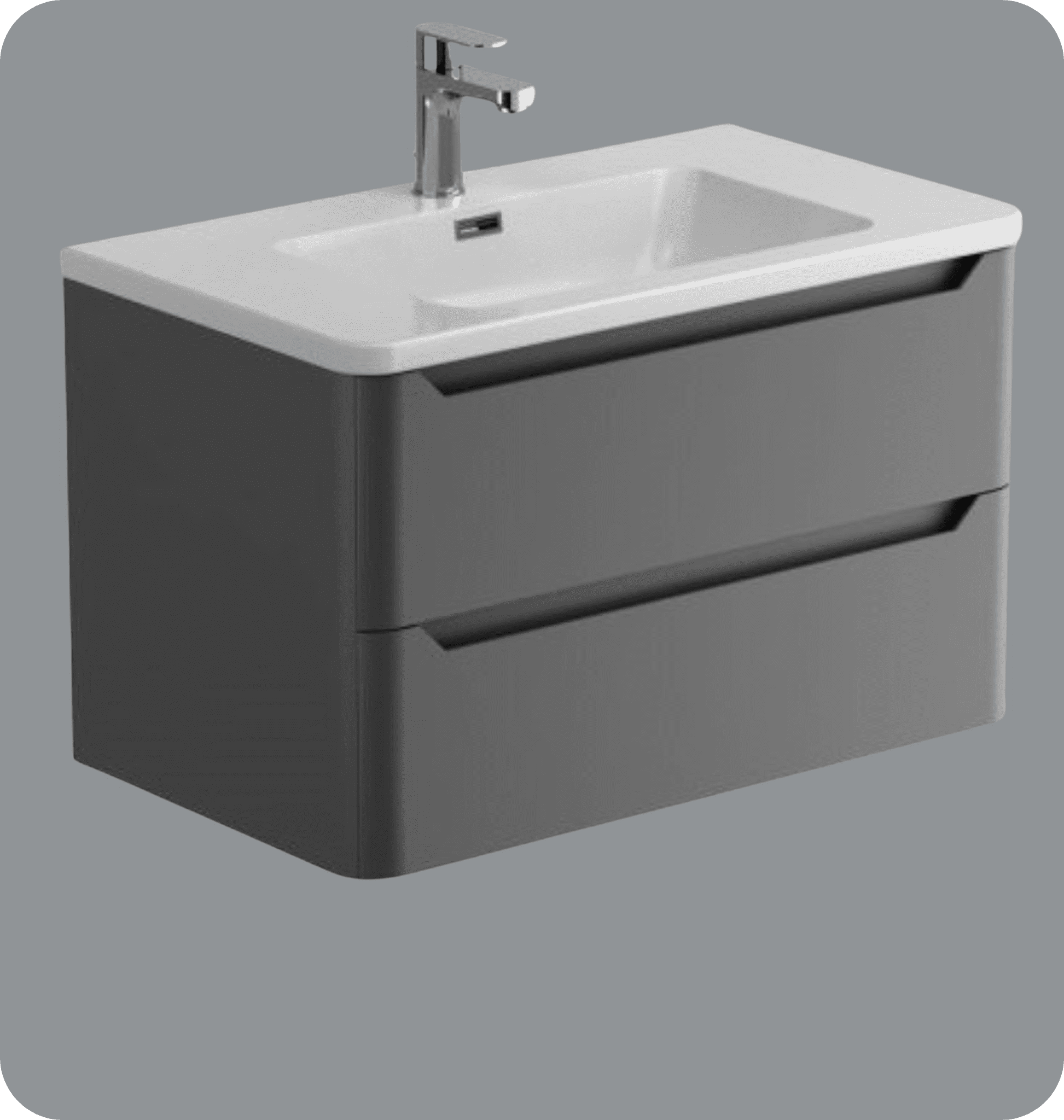 Elite / Ellis 800mm Matt Charcoal Wall Hung 2 Drawer Vanity Unit with Basin