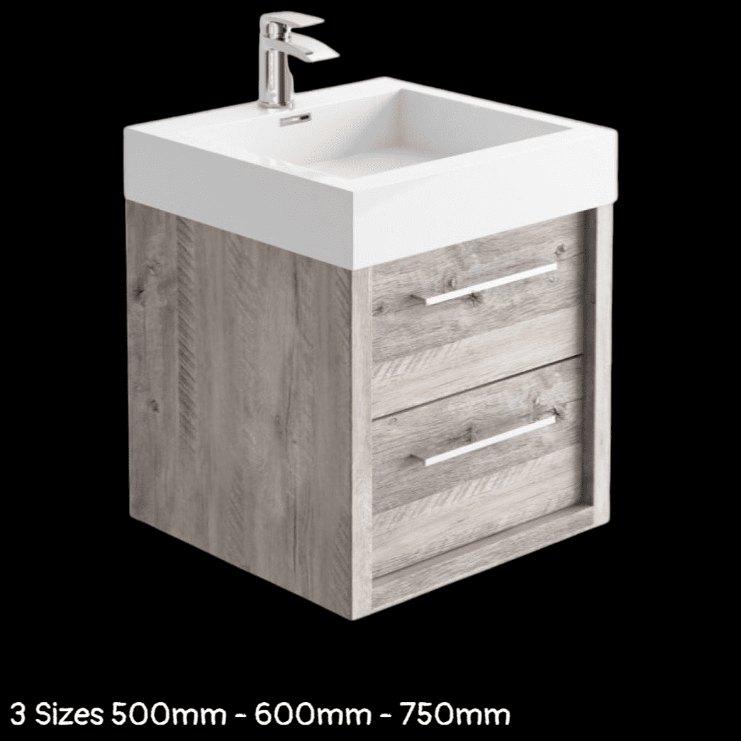 Wexford / Winslow Light Sawn Oak Wall Hung Vanity Unit with Basin