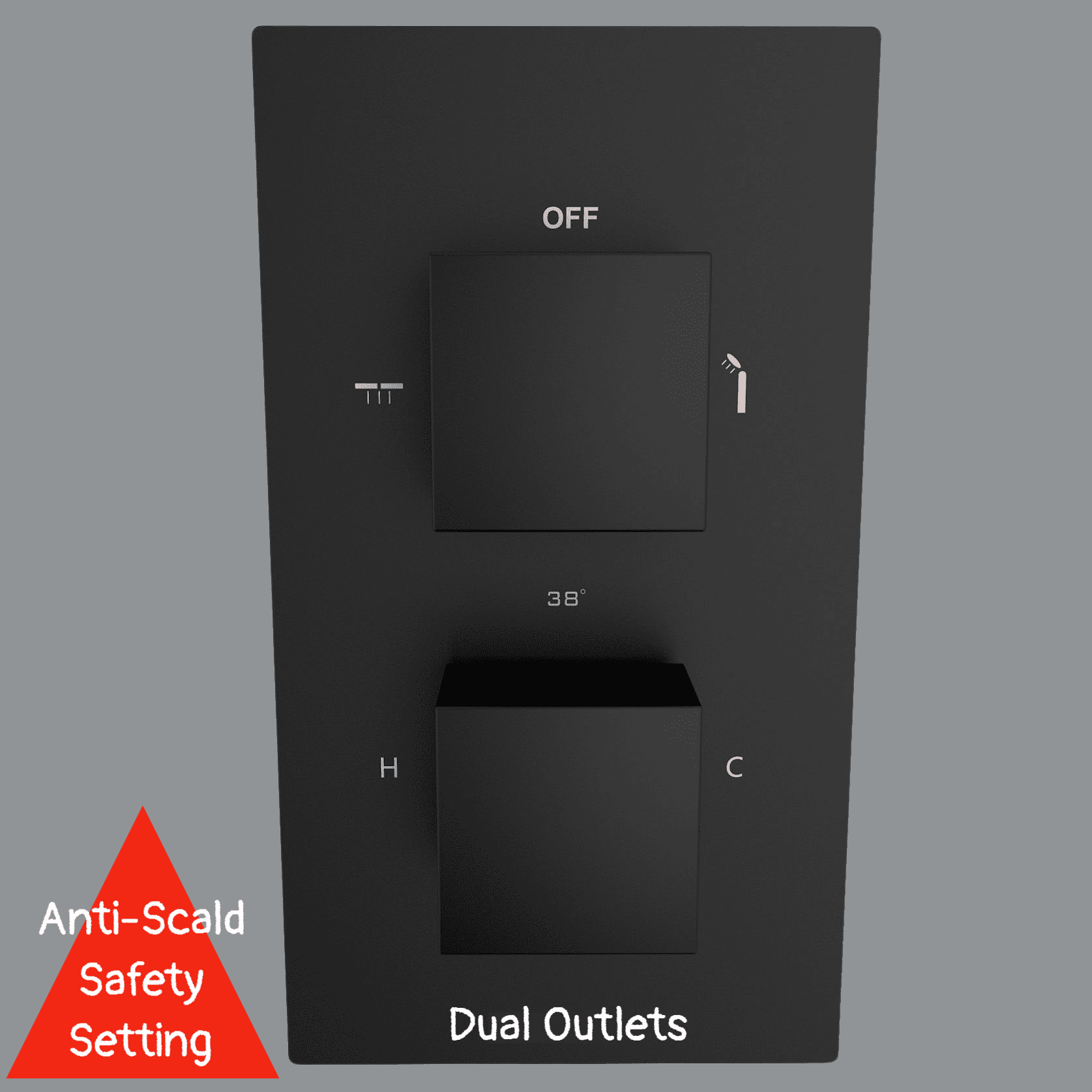 Nexus / Zena Black Dual Outlet Concealed Thermostatic Shower Valve with ...