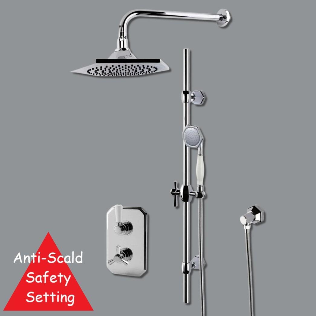 Adriana Chrome Thermostatic Art Deco Style Concealed Shower Pack