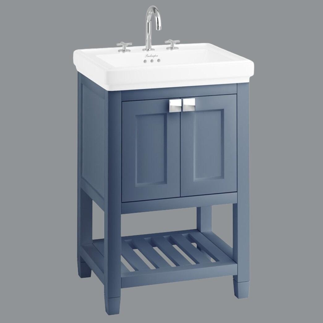 Burlington Riviera 580mm Matt Blue Art Deco Vanity Units with Ceramic Basin