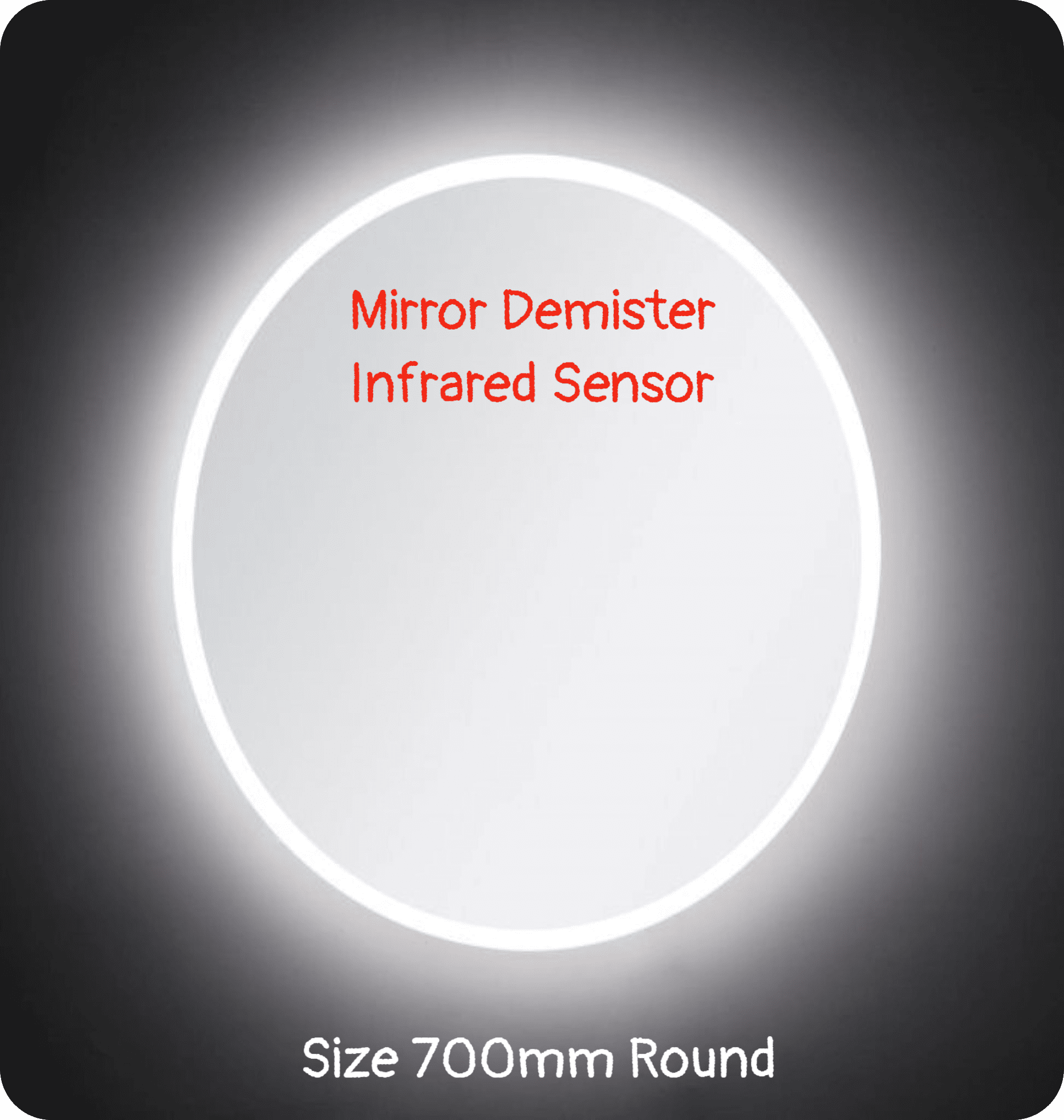 Edison / Ekon 700mm Round LED Mirror With Demister Pad & Infrared ...