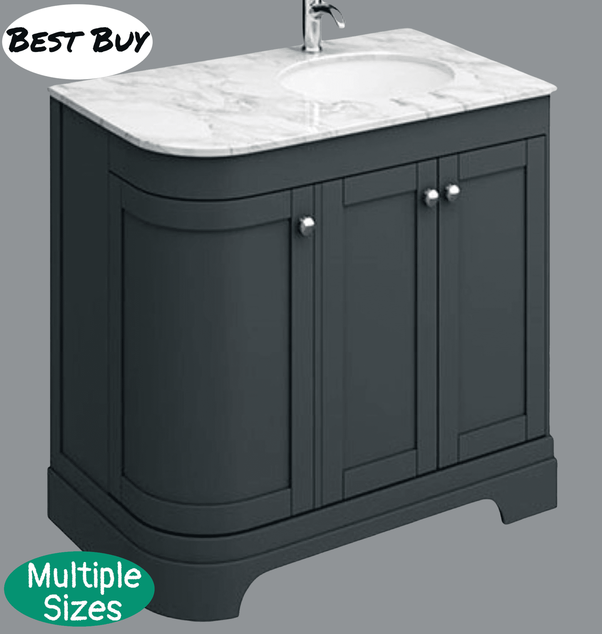 Charwell Traditional 900mm Matt Grey Floor Standing Vanity Unit with ...