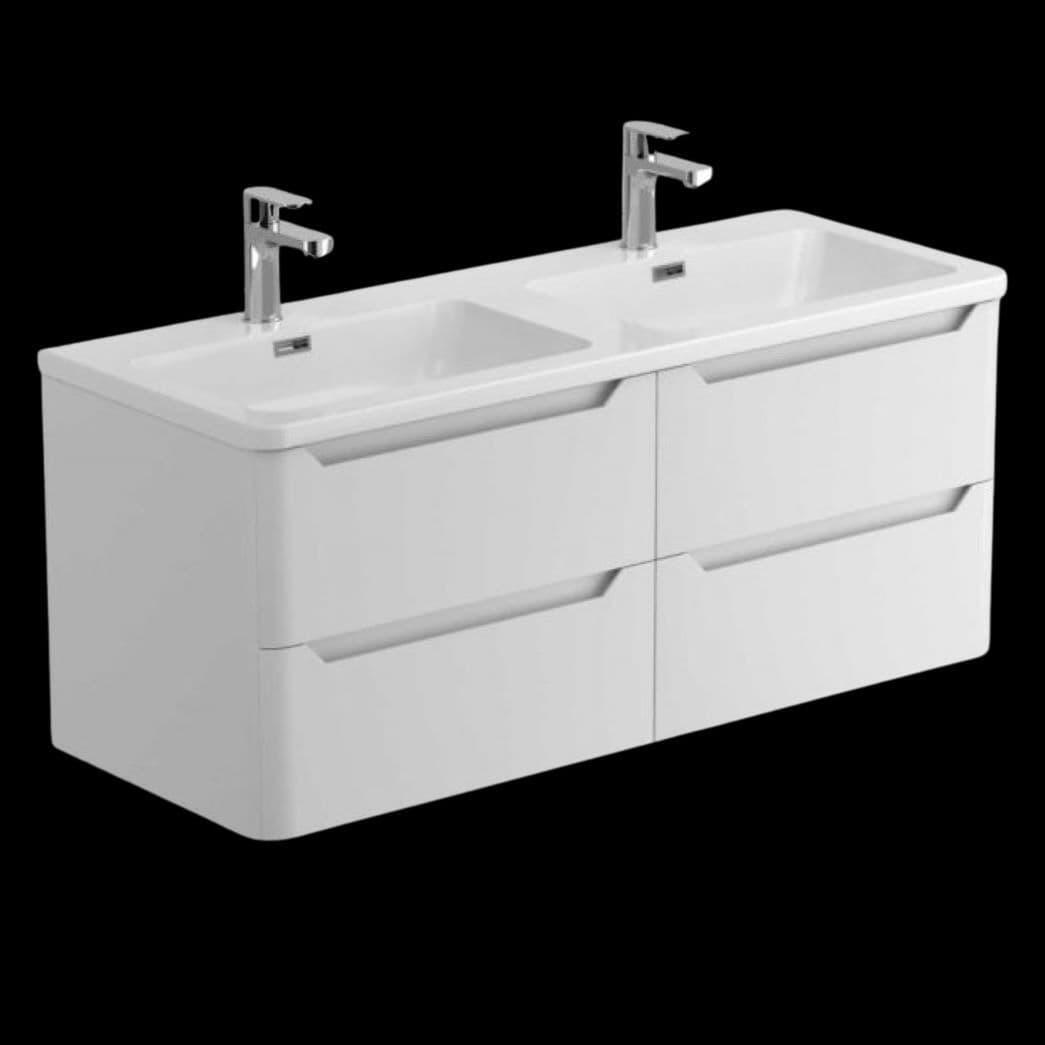 Elite / Ellis Matt White 1200mm Wall Hung Vanity Unit with Dual Basins