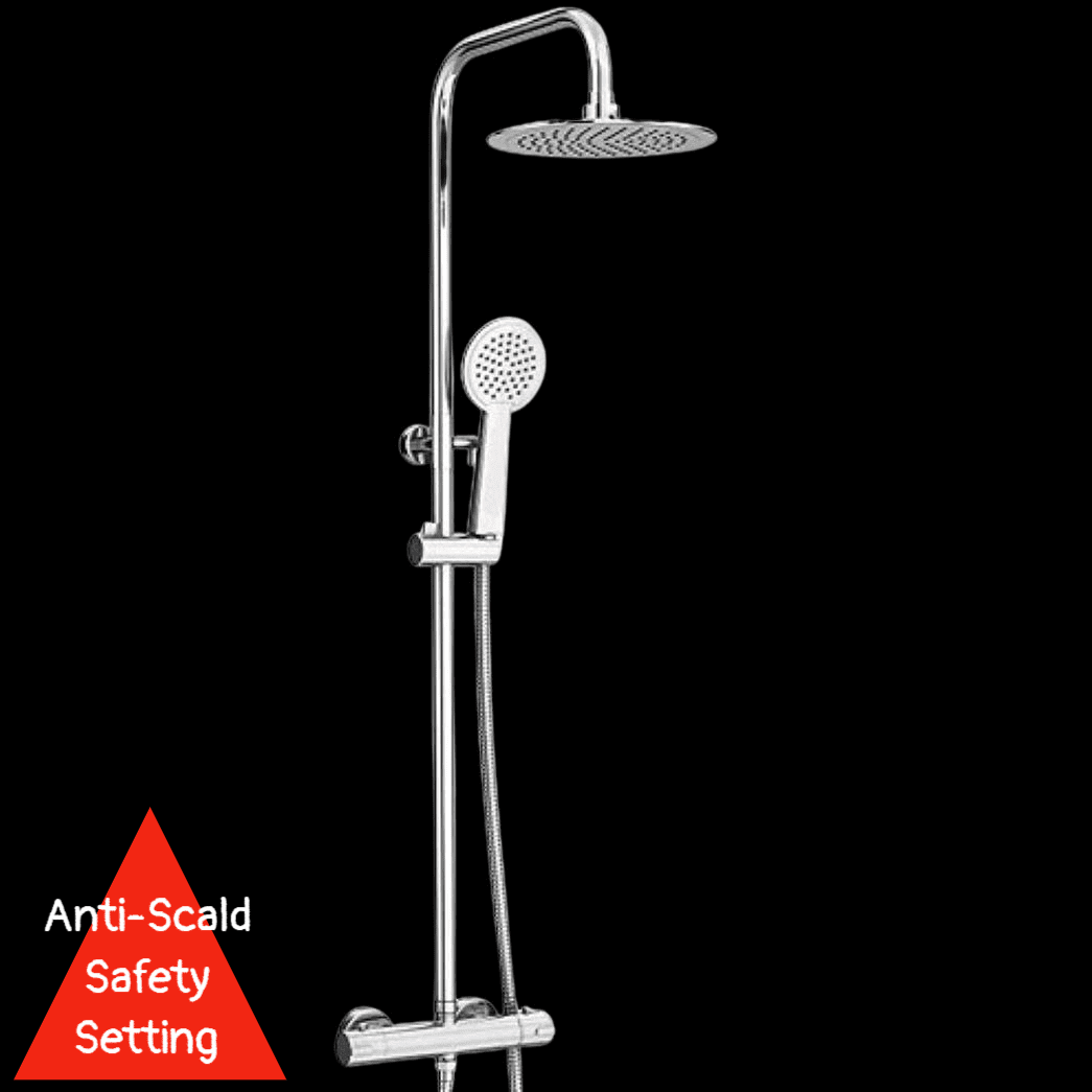 Planet Round Chrome Thermostatic Bar Shower Kit 1
