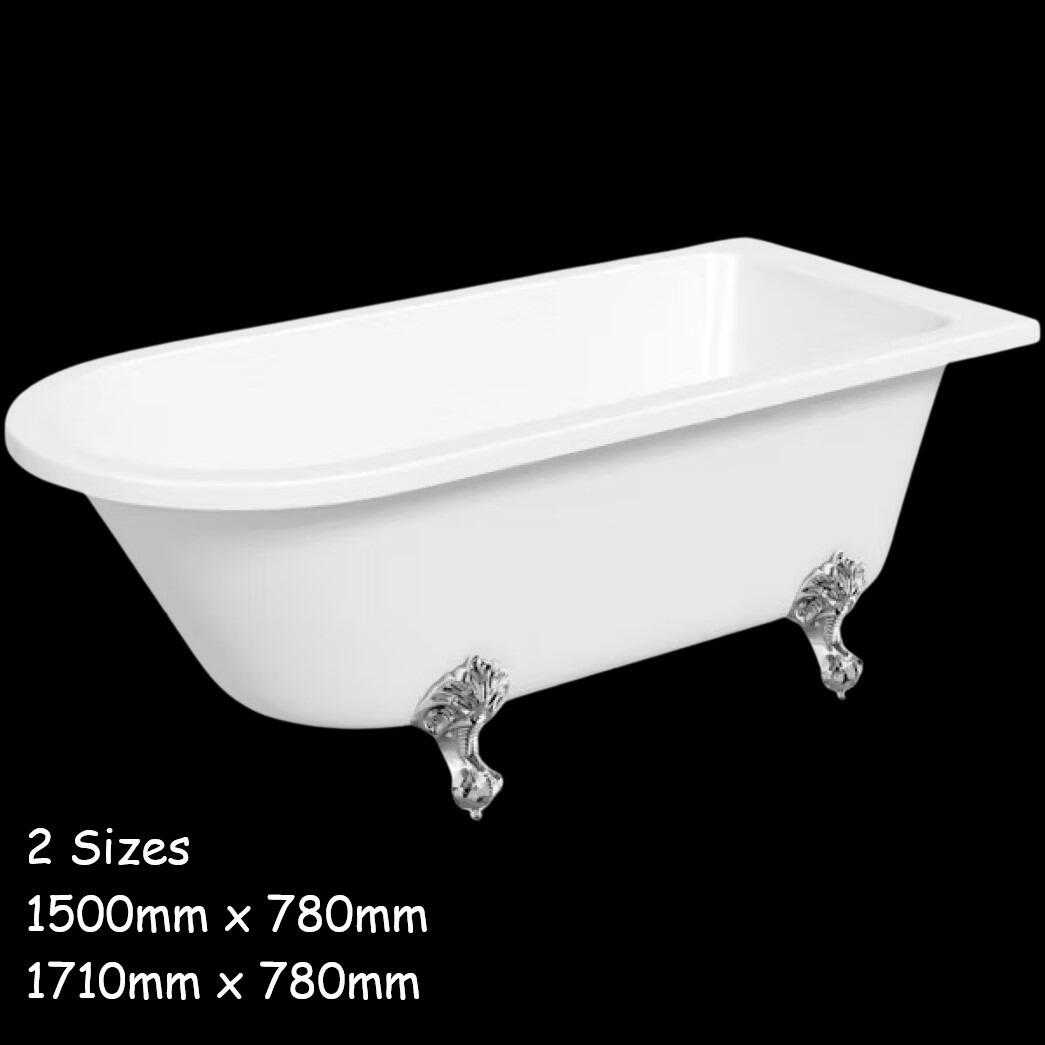 Churchill Back to Wall Traditional Shower Bath with 6mm Bath Screen