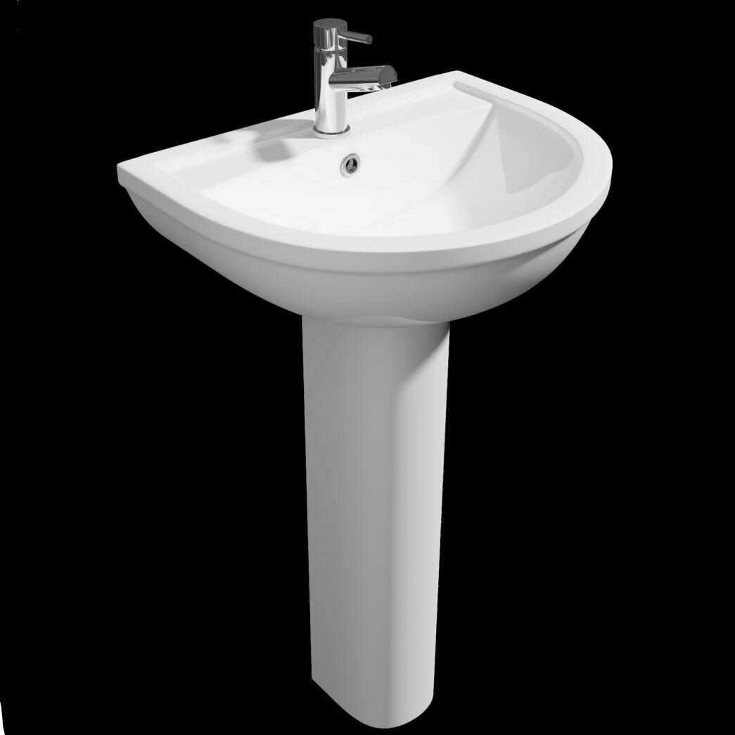 Bijoux 550mm 1 Tap Hole Ceramic Basin with Full Pedestal