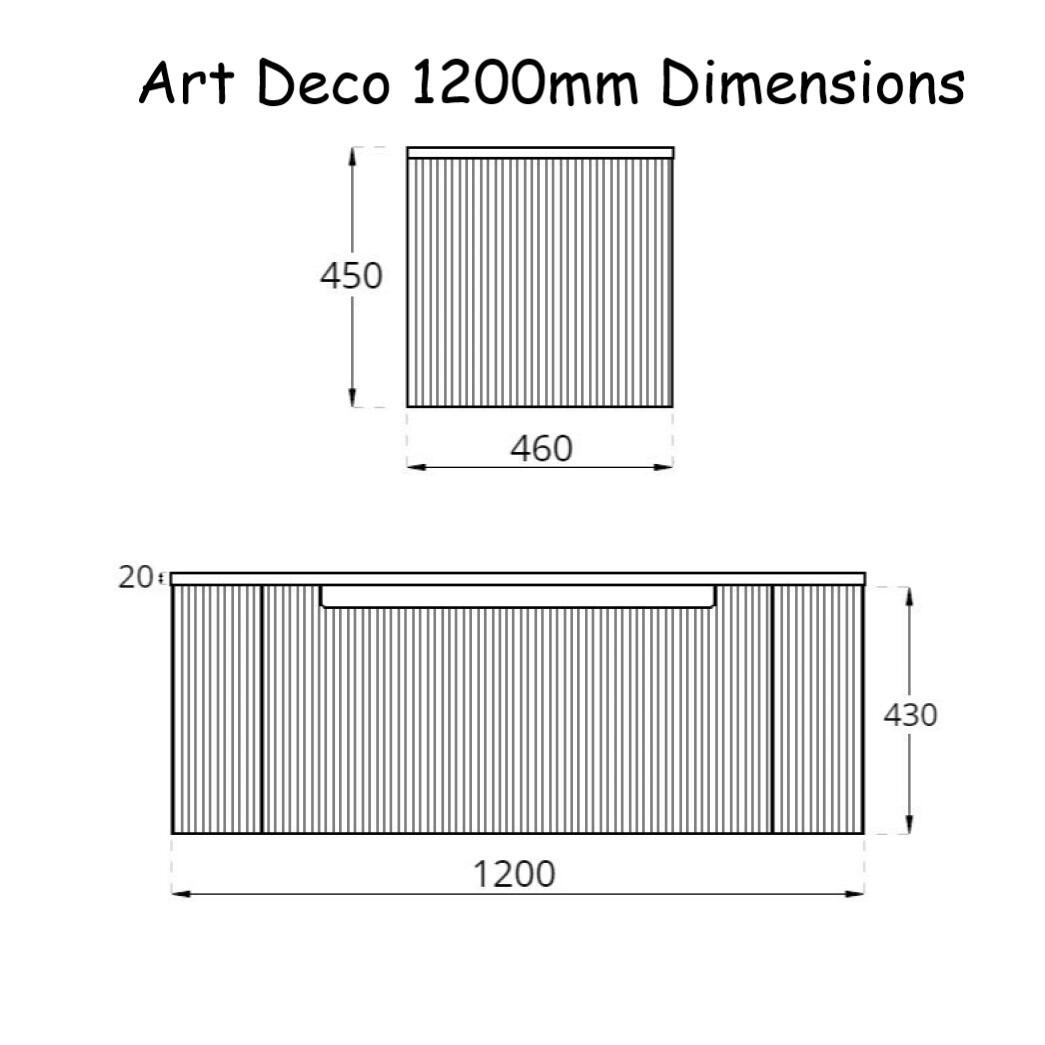 Art Deco Fluted Oak 1200mm Wall Hung Vanity Unit With White Quartz Worktop