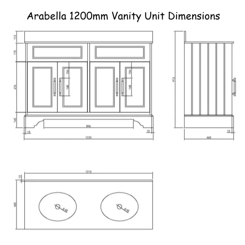 Arabella 1200mm Topaz Green Traditional Floor Standing Vanity Unit with ...