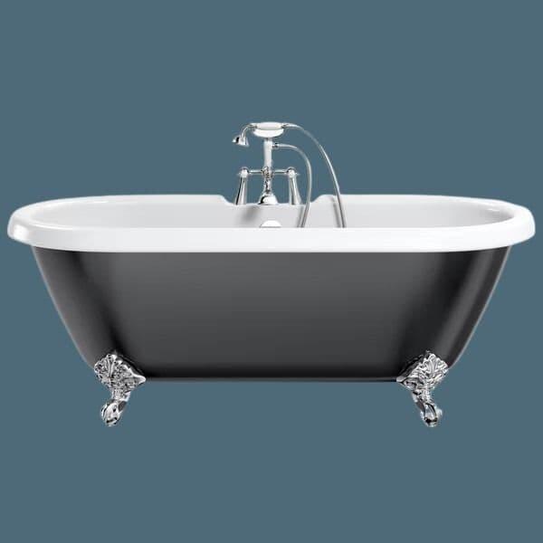 Ely Traditional Black Double Ended Roll Top Bath