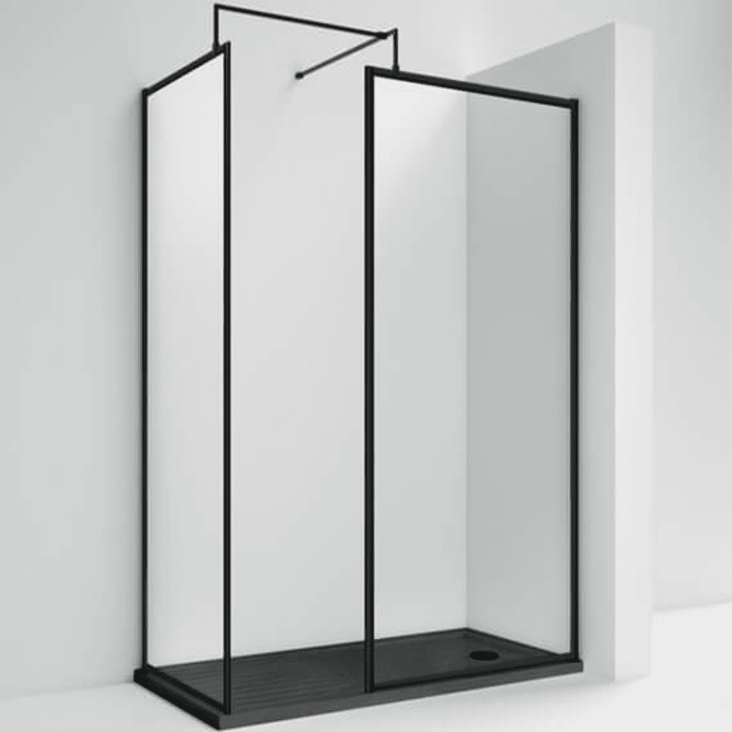 Acara / Amien Full Frame Matt Black Fixed Shower Screens