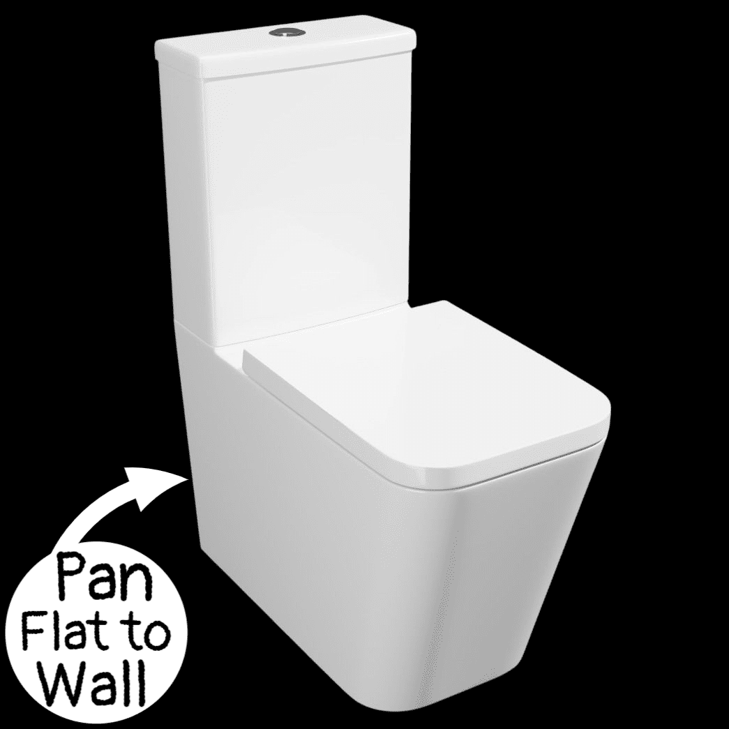 Kartell Genoa Square Flat to Wall Toilet & Cistern with Soft Close Seat
