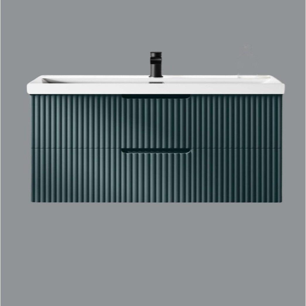 Miami 1000mm Dark Green Wall Hung Fluted Vanity Unit With Ceramic Basin