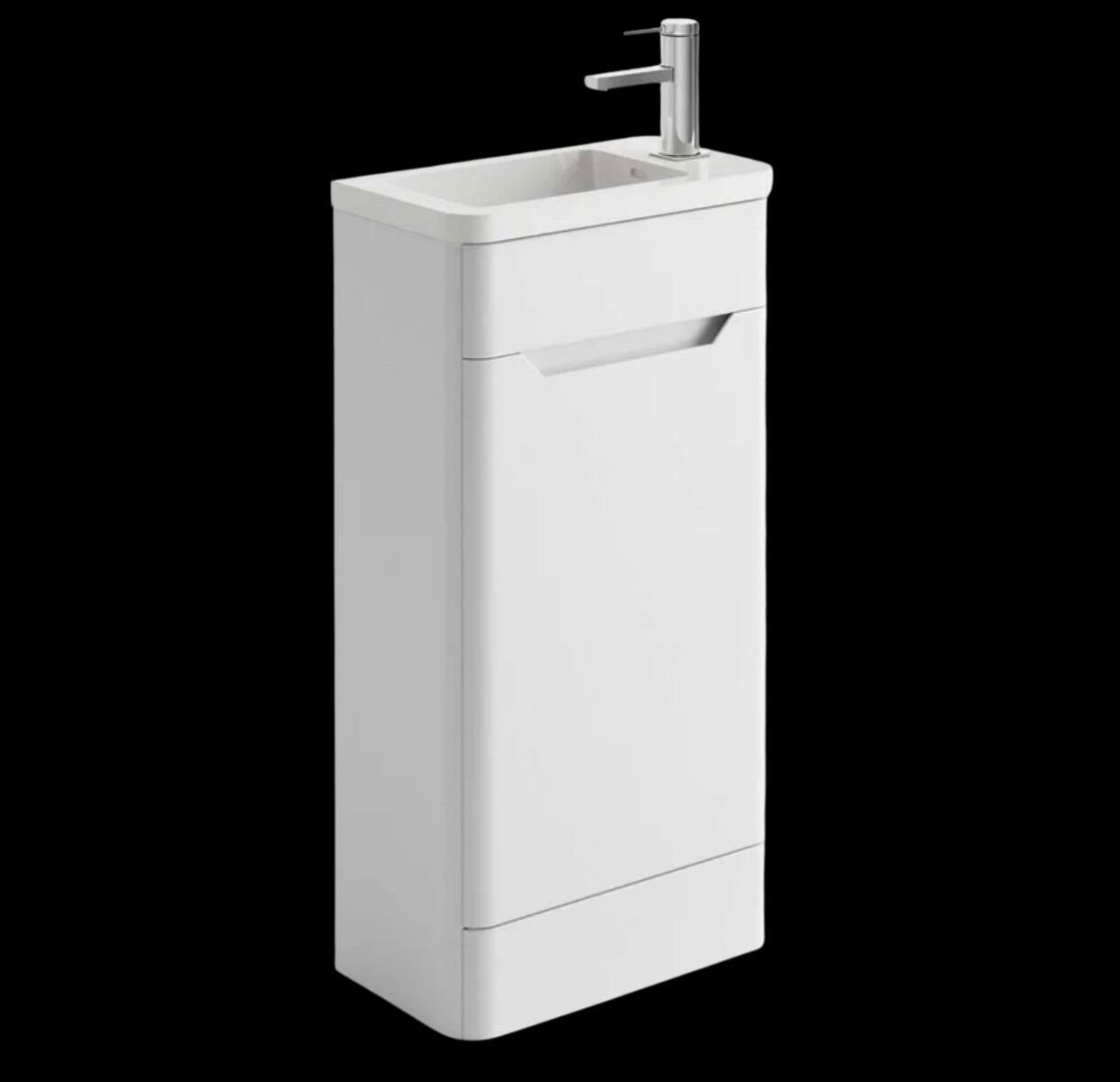 Elite 450mm Matt White Floor Standing Cloakroom Vanity Unit with ...