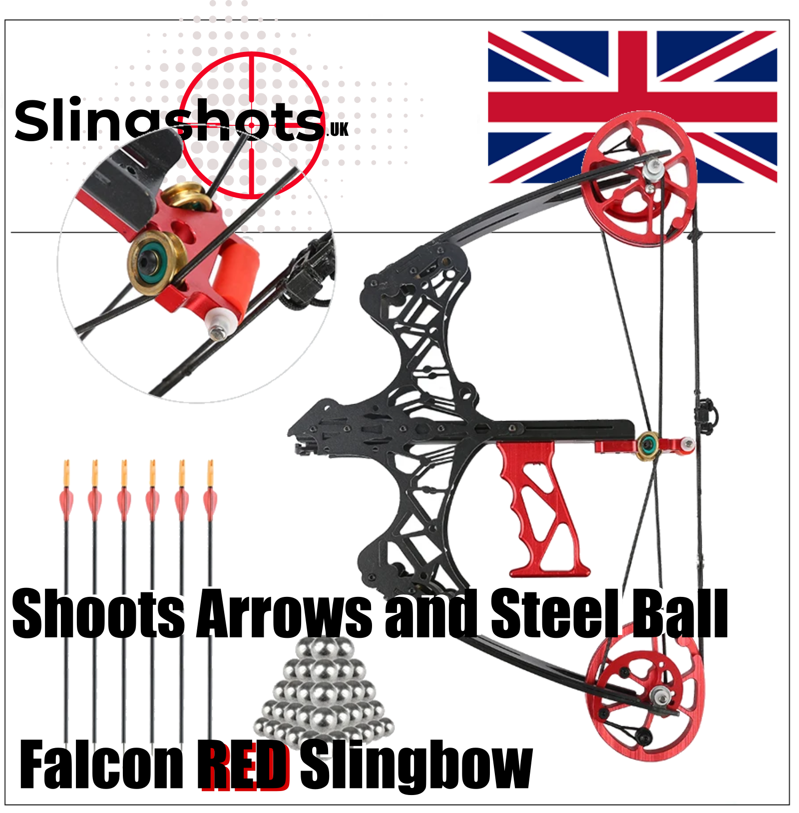 Delta Fire-Wing Slingbow - Aluminium Handle and Pulleys (Shot and Arrows)