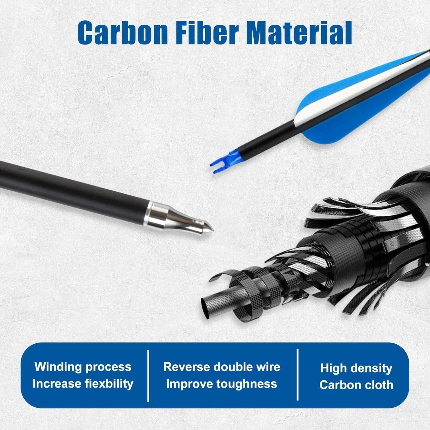 Hybrid Carbon Arrow 80cm Length - 12pcs