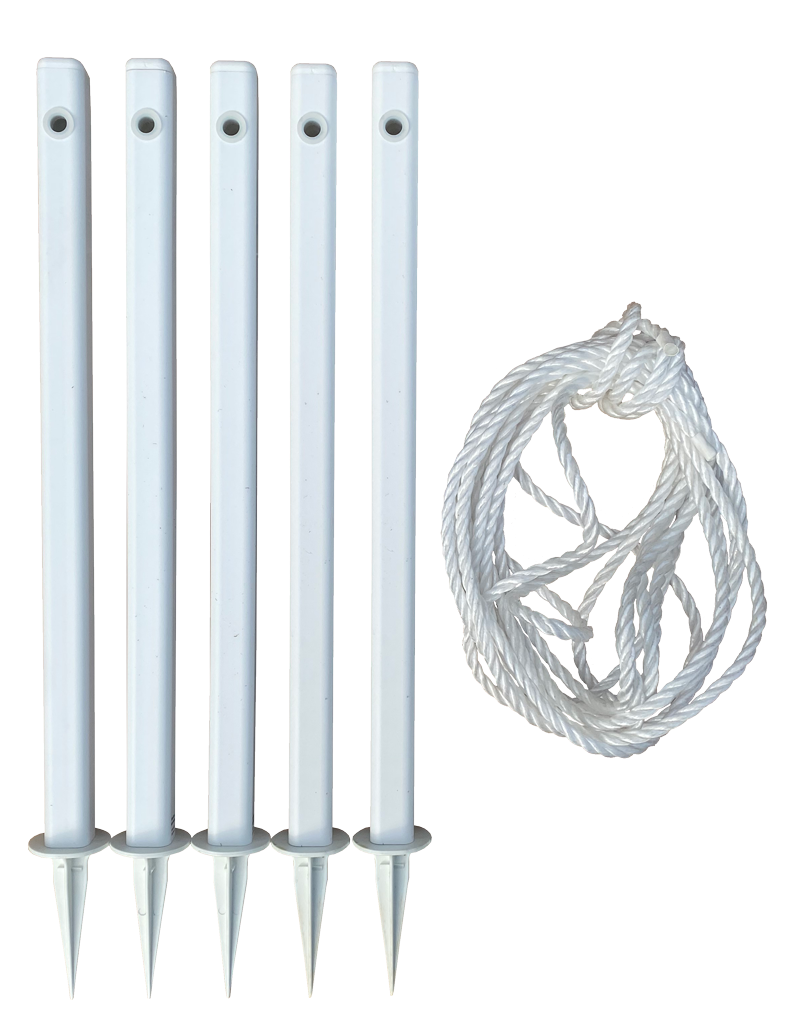 5 x 50cm Verge Posts with End Posts & 10m Rope – Sturdy Design