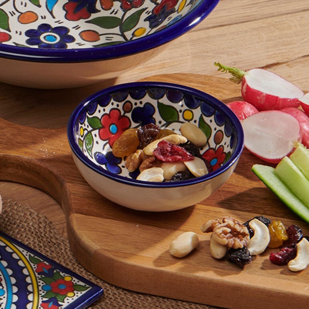 Homeware - Palestinian Ceramic Dipping Bowl Colourful Floral