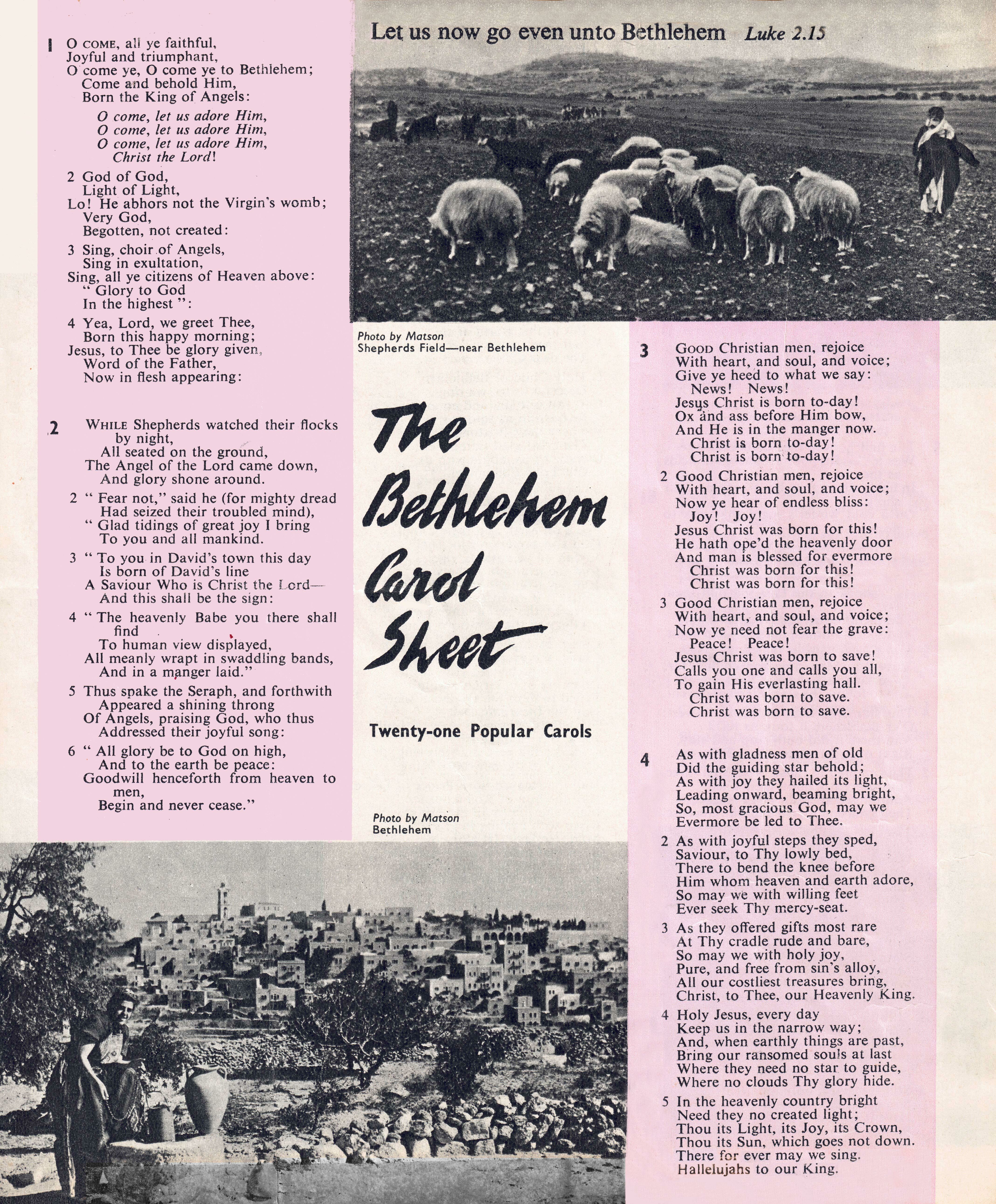 Bethlehem Carol Sheets