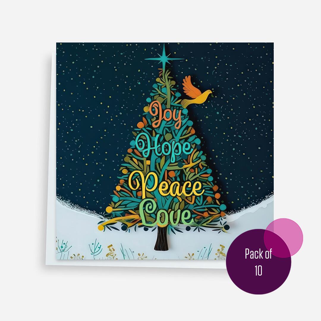 Charity Christmas Cards - Joy Hope Peace Love