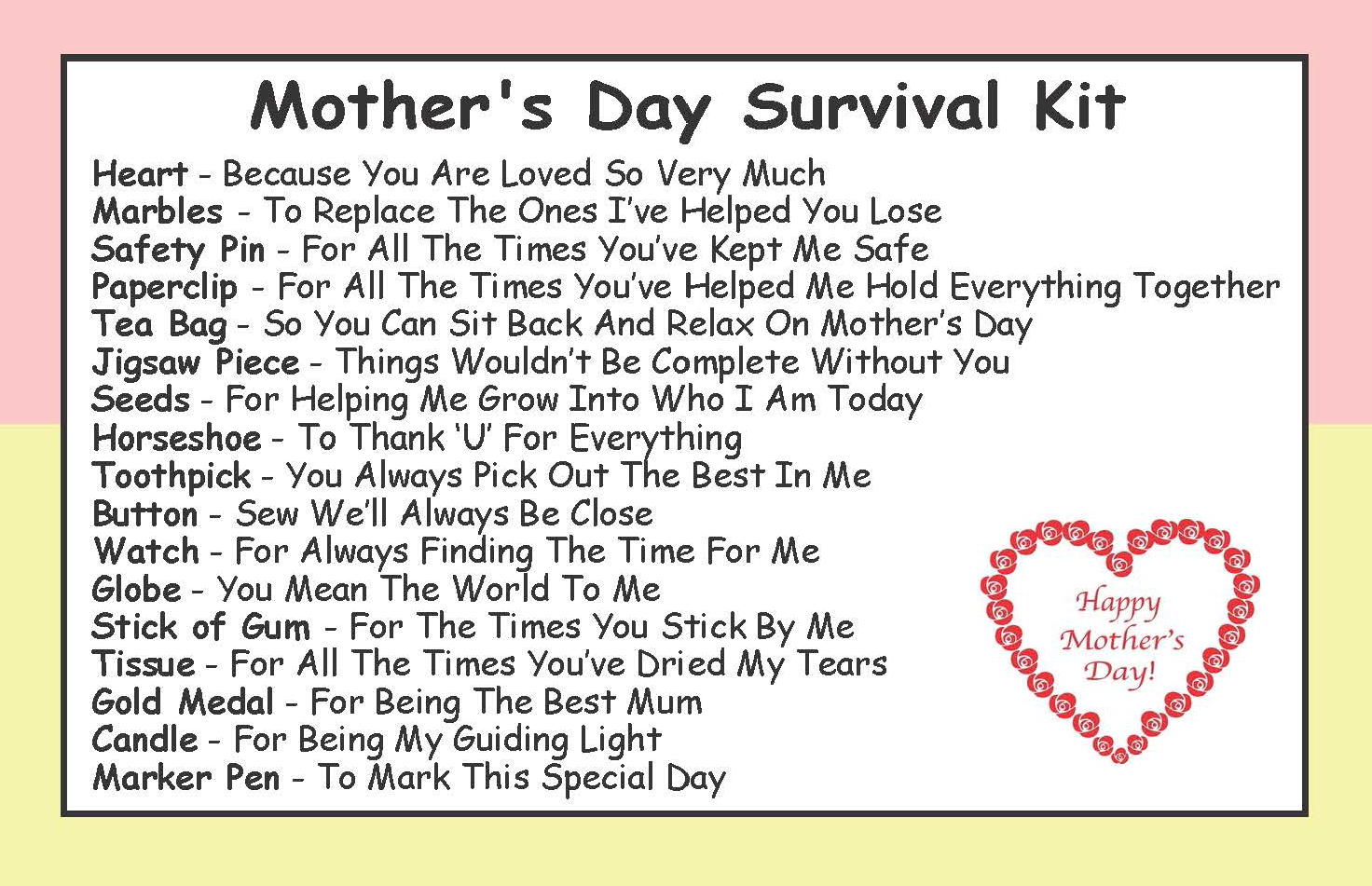 Mother's Day Survival Kit – Fun & Thoughtful Gift for Mum!