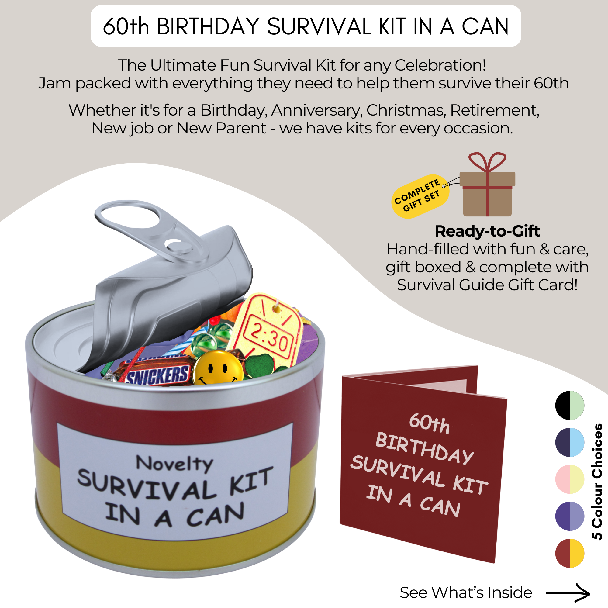60th Birthday Survival Kit in a Can Novelty Gift – Celebrate the Big 6 ...