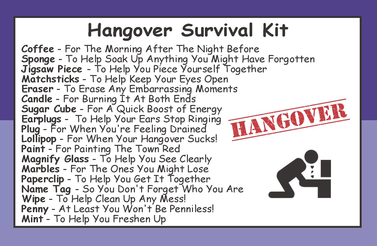 Hangover Survival Kit – Perfect for Stag/Hen Nights, Birthdays & More!