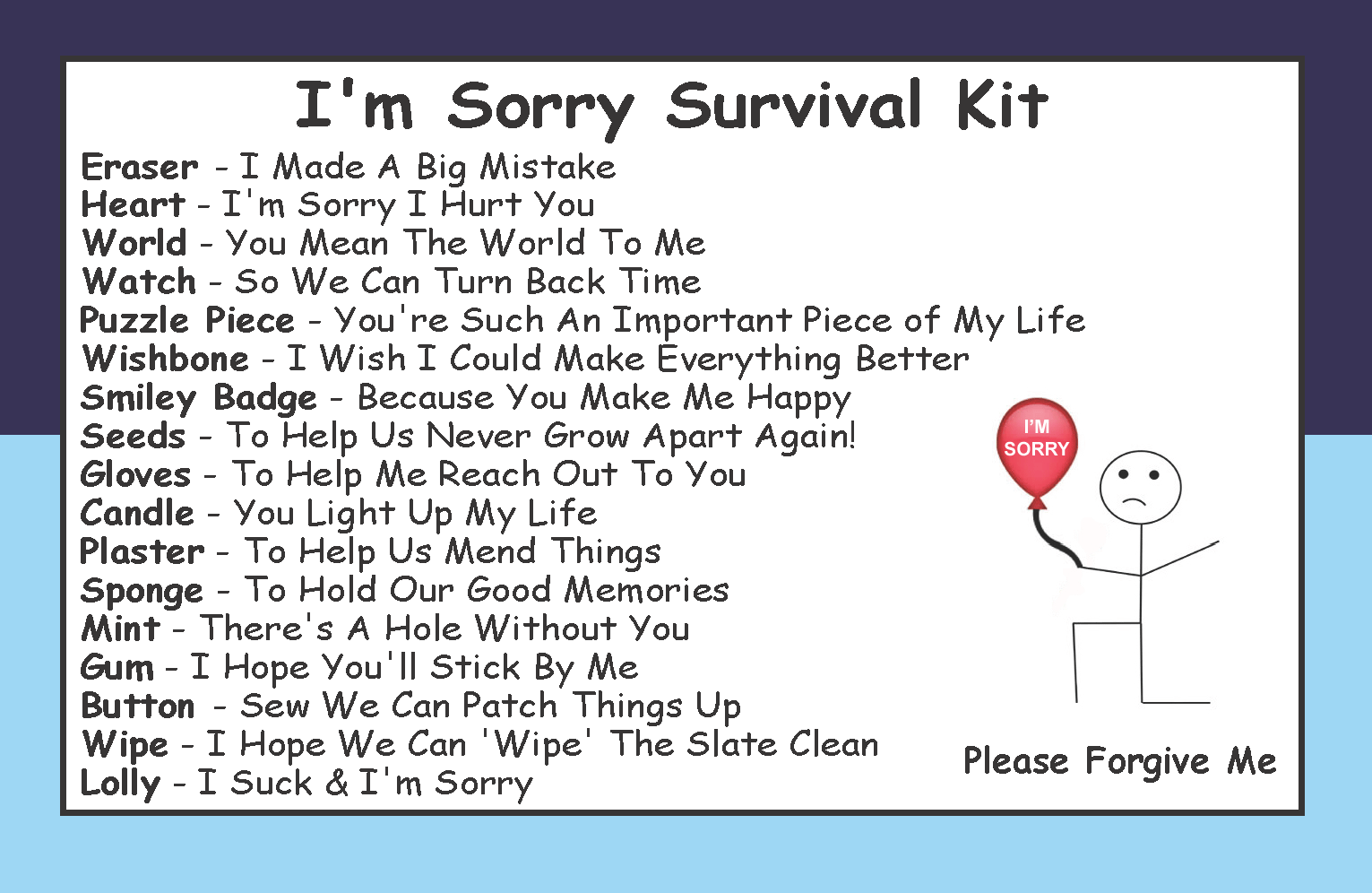 I'm Sorry Survival Kit – A Fun & Lighthearted Apology Gift!