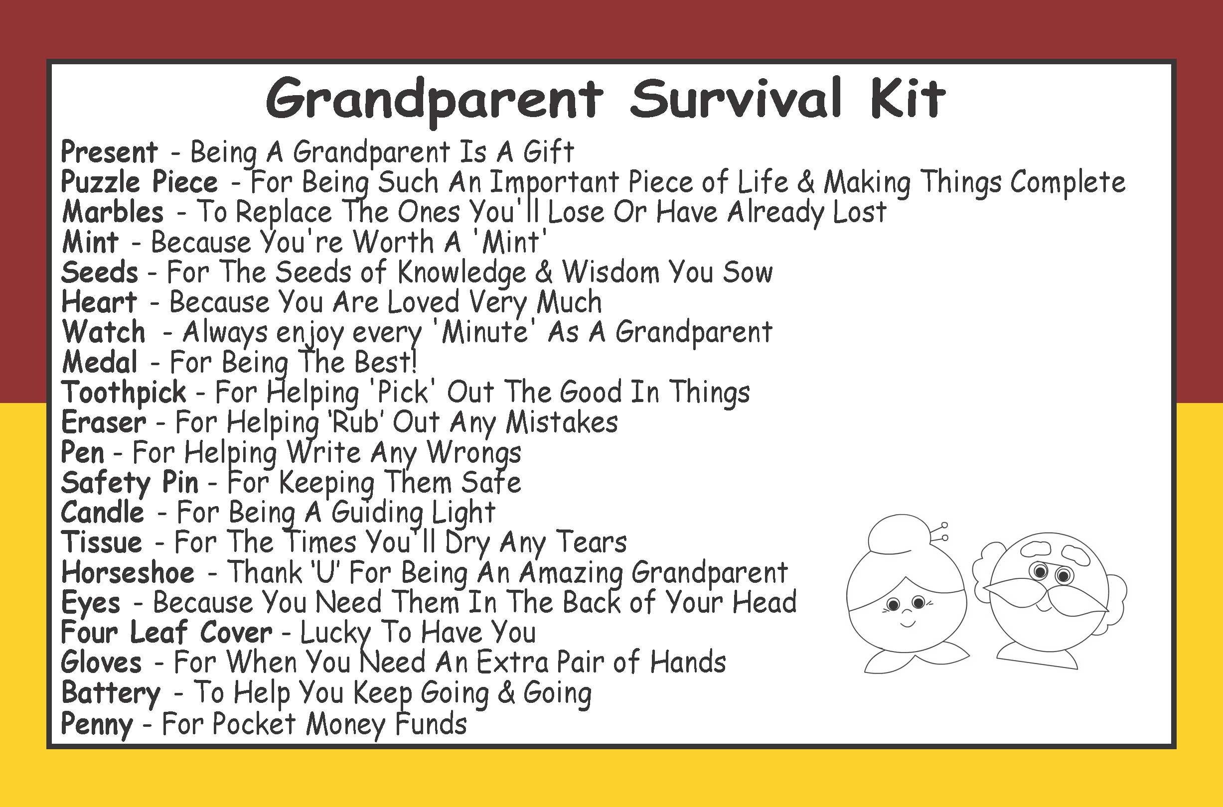 Grandparents Survival Kit – Perfect Gift for Birthdays, Christmas & More!