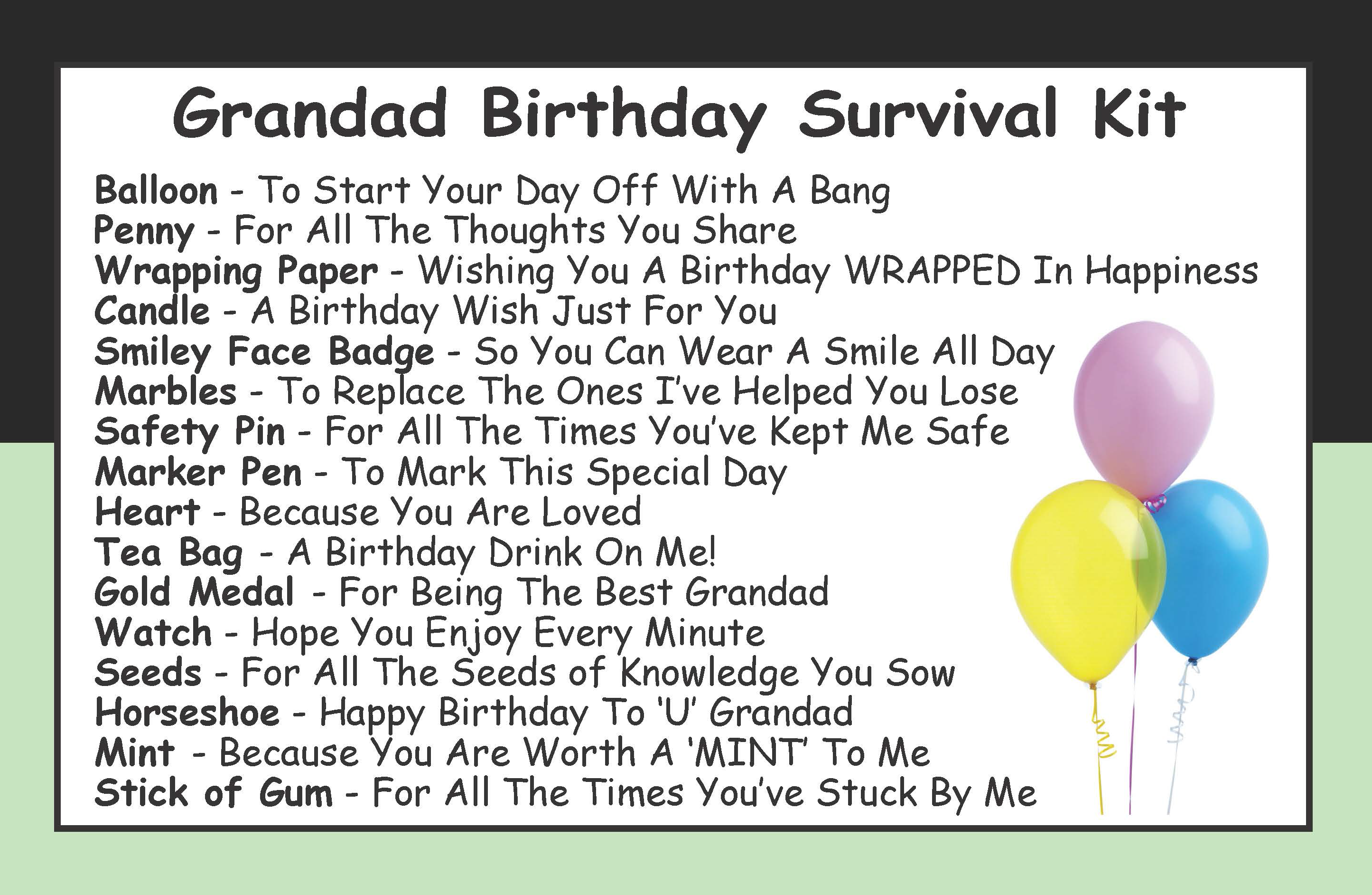 Grandad Birthday Survival Kit – Unique Gift for Grandfather!