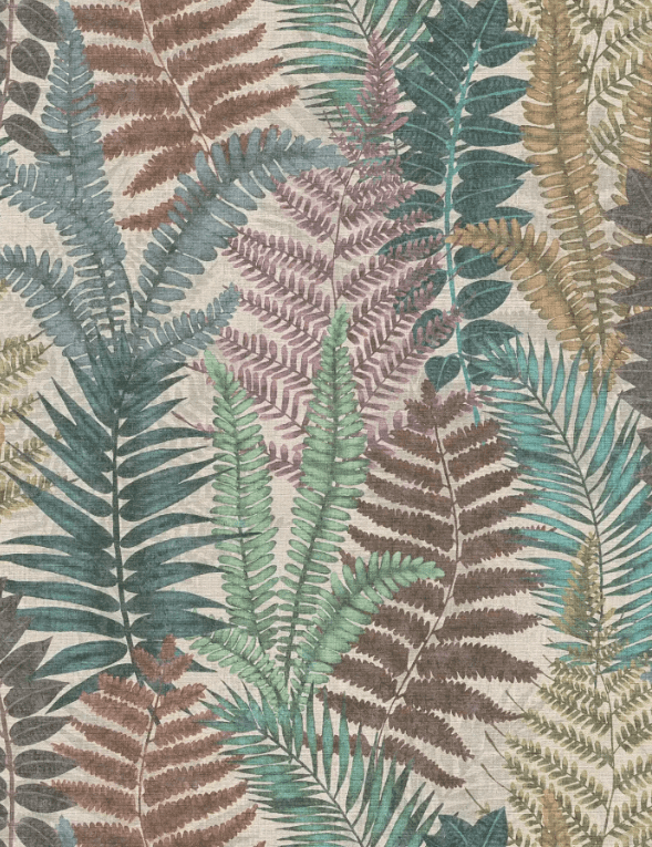 GARDEN LEAVES WALLPAPER MULTICOLOUR TEXTURED PASTE WALL VINYL ...