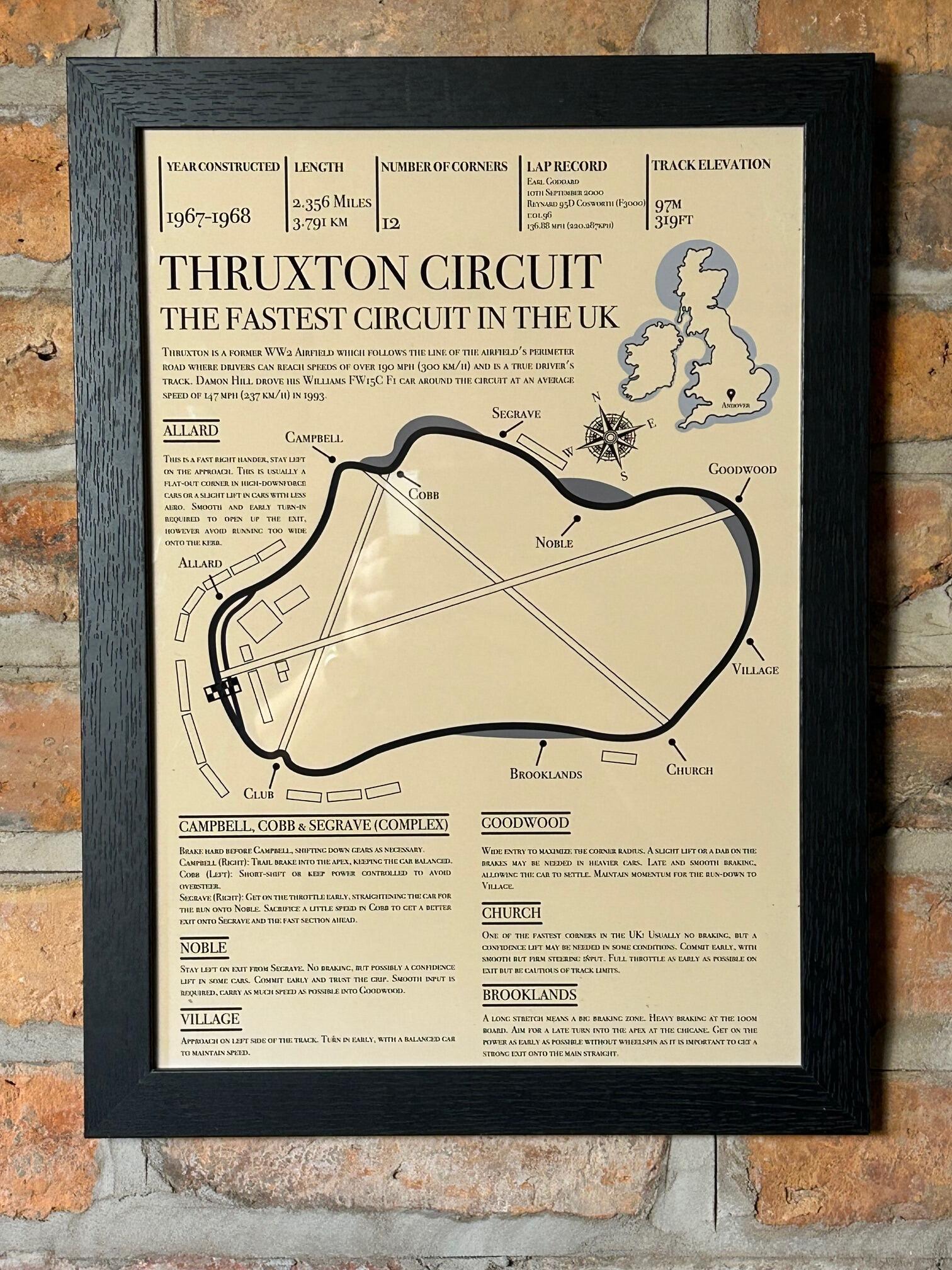 Thruxton A3 Retro Circuit Map – Framed Motorsport Ar