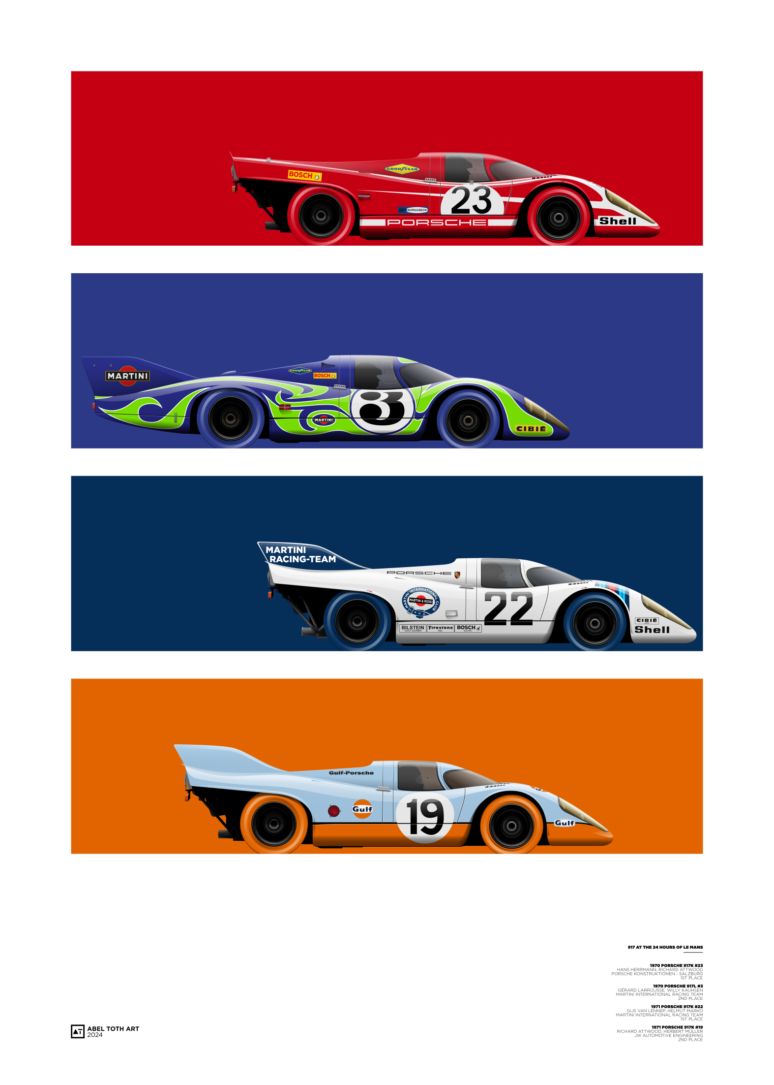 Porsche 917 Le Mans Liveries Poster – Iconic 917K Artwork | Retro Speed ...