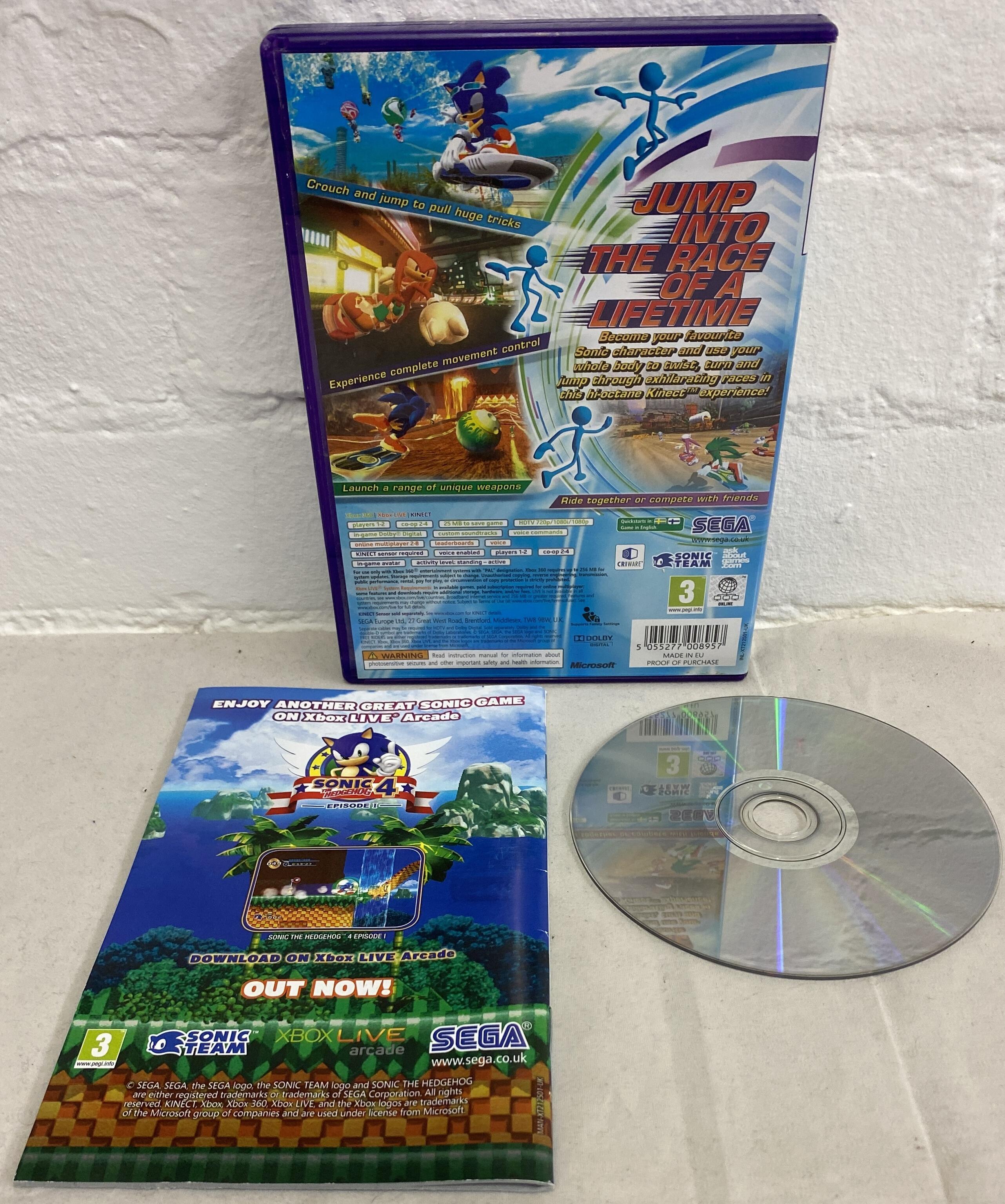 Sonic Free Riders – Xbox 360 Kinect – Complete with Manual – Very Good ...
