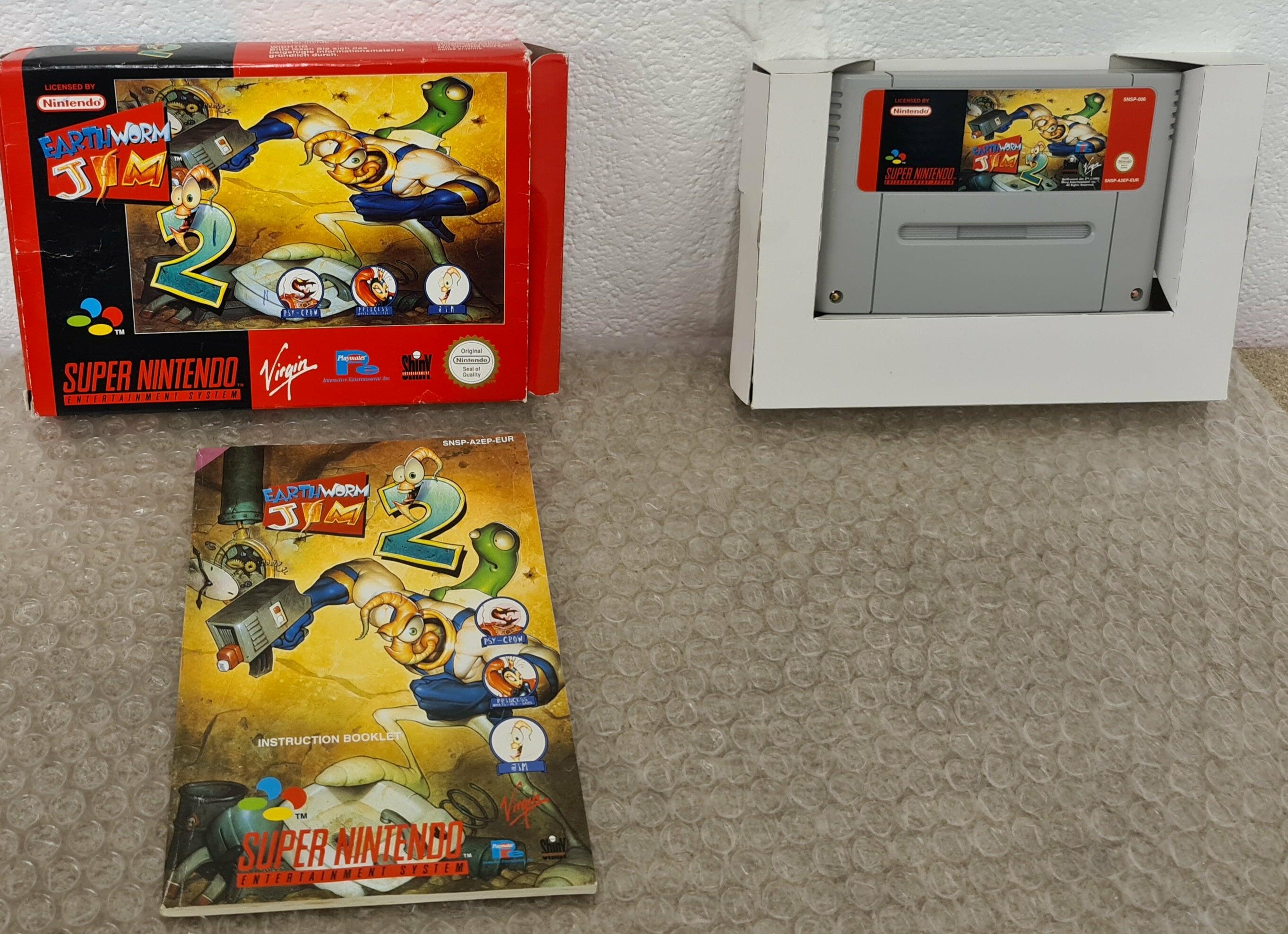 Earthworm Jim 2 Super Nintendo Entertainment System (SNES) game.