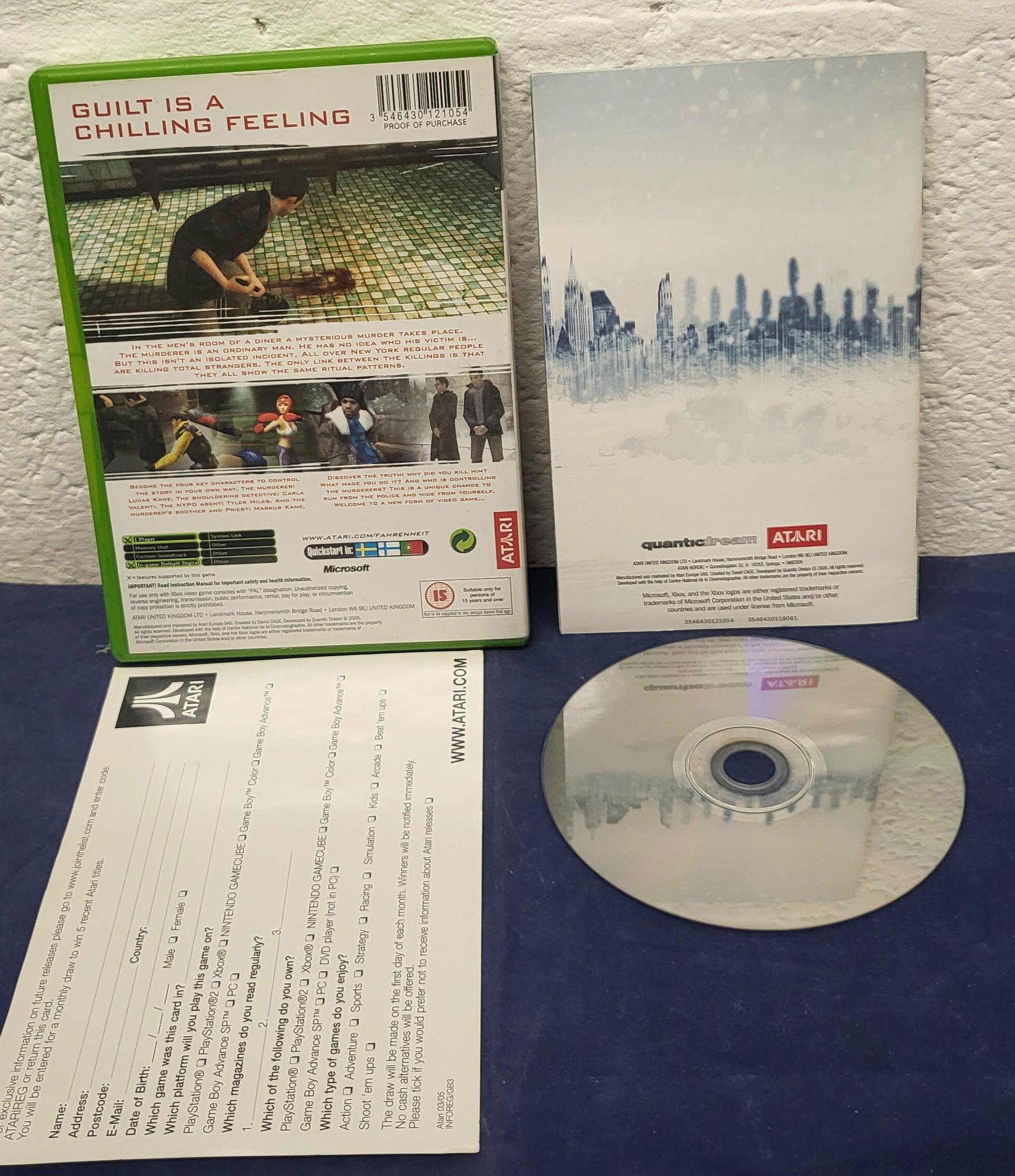 Fahrenheit AKA Indigo Prophecy Microsoft Xbox Game