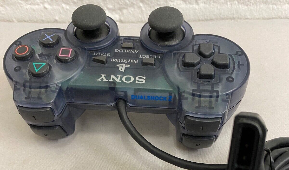Official Sony Playstation 2 Crystal Clear Blue controller VGC Tested