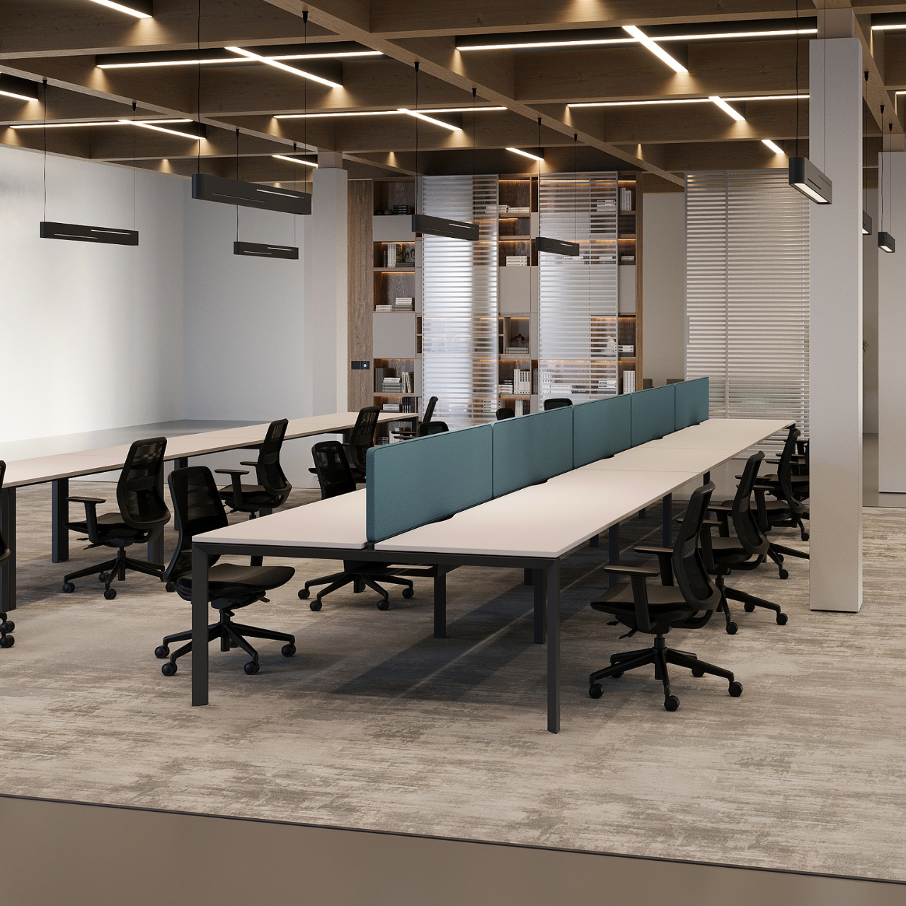 Lanto 8-Person Fixed Height Bench Desk | Lavoro
